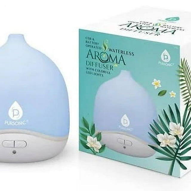 Pursonic Essential Oil Scent, LED Light, USB & Battery Operated ...