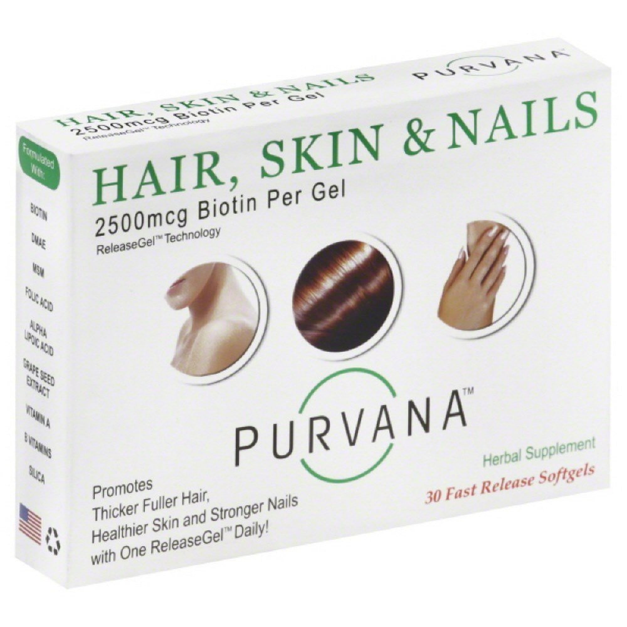 Heaven Sent - Purvana Hair Skin & Nails 2500 mcg. - 30 Softgels ...
