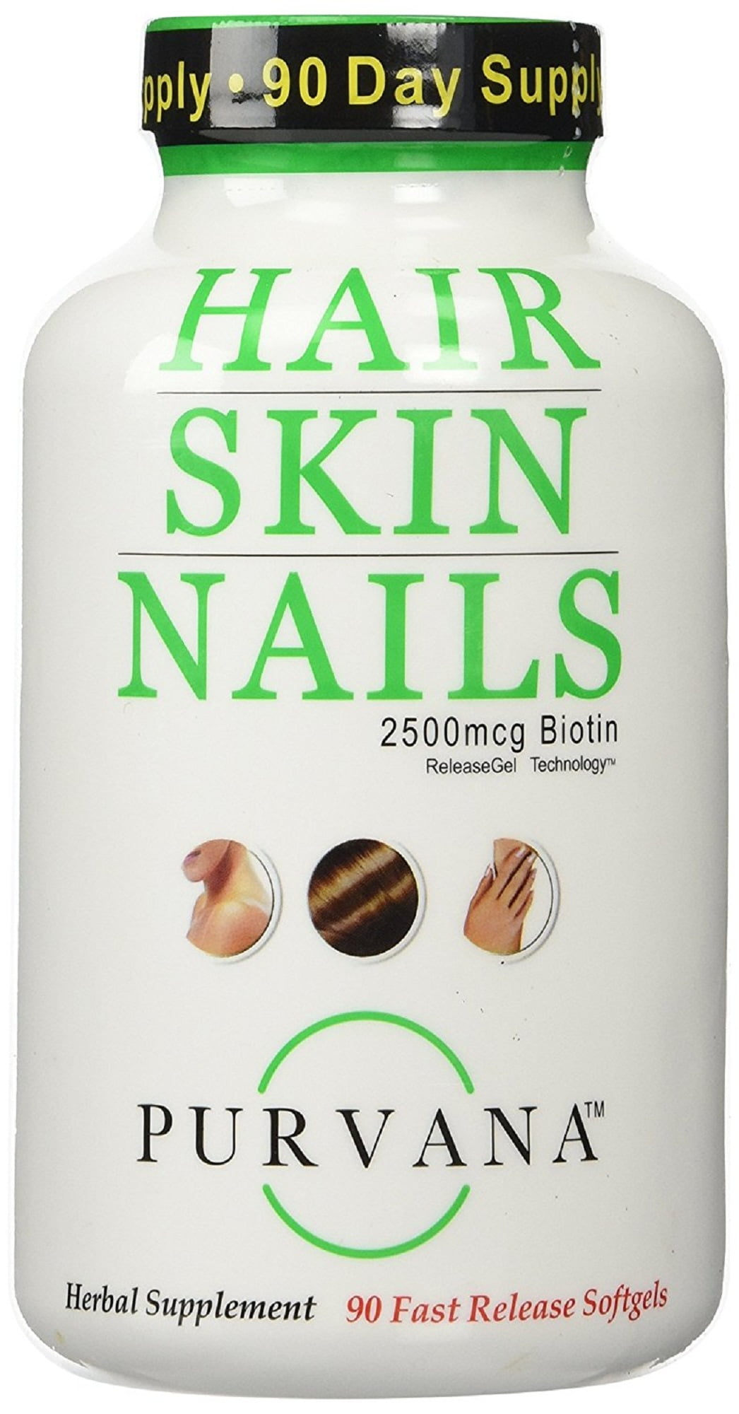 Purvana Hair, Skin and Nails Supplement, 90 Ct - Vitamins for Growth ...