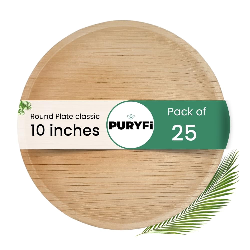 Puryfi Disposable PalmITSC Leaf 10 inches Classic Round Plates (Pack of ...