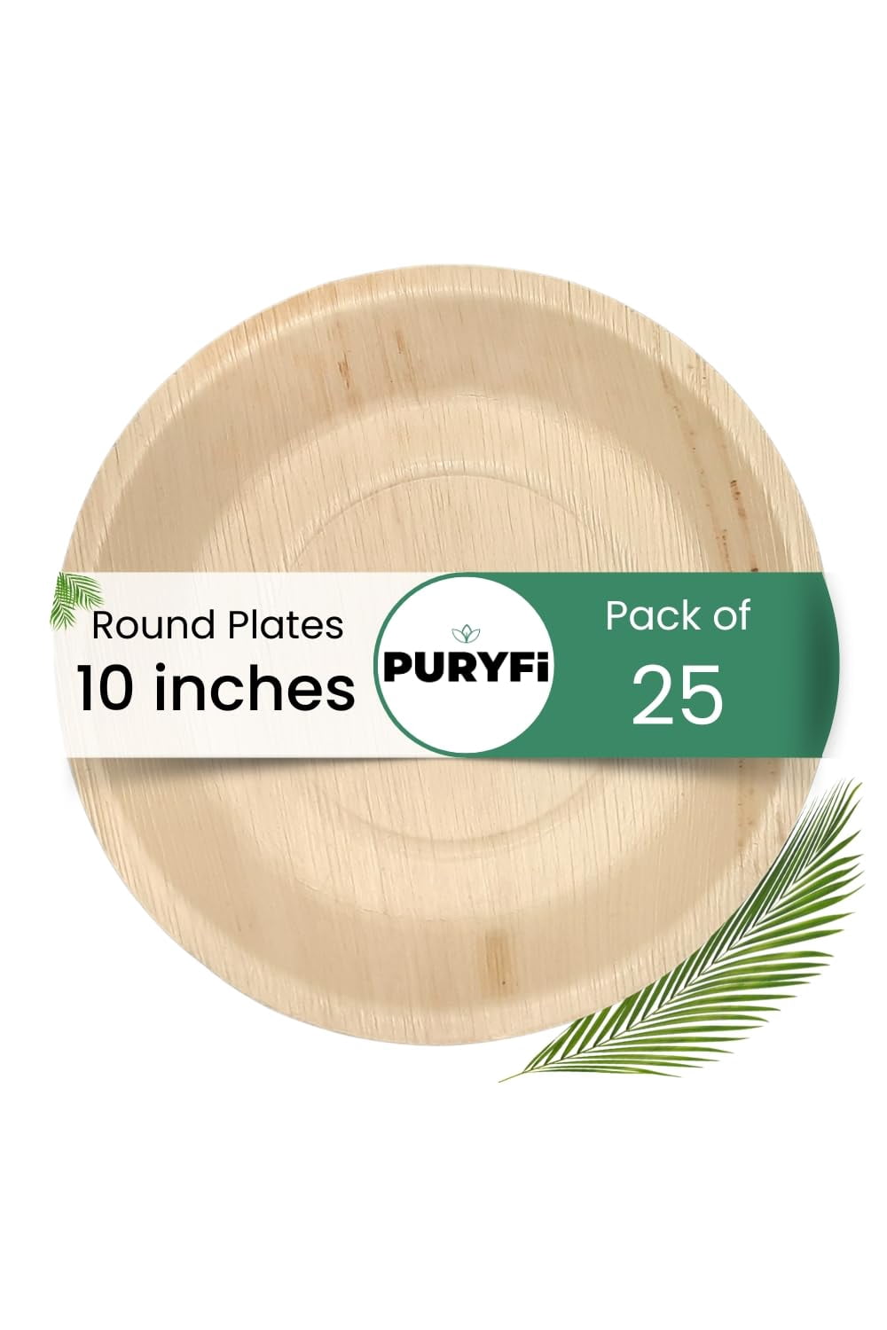 Puryfi Palm Leaf Disposable KEF16 Plates 10 Inch Round (Pack of 25 ...