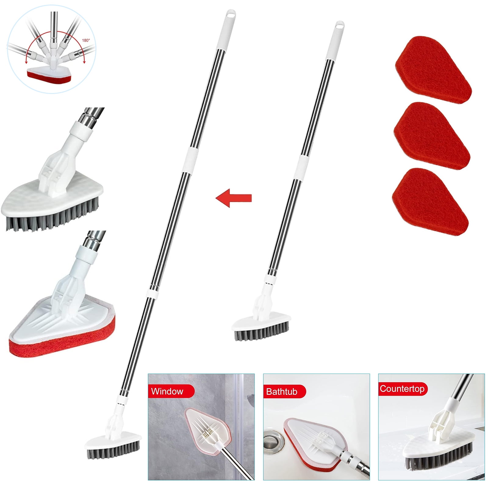 Puseky 2 in 1 180° Scrub Cleaning Brush with Long Handle 46 ...