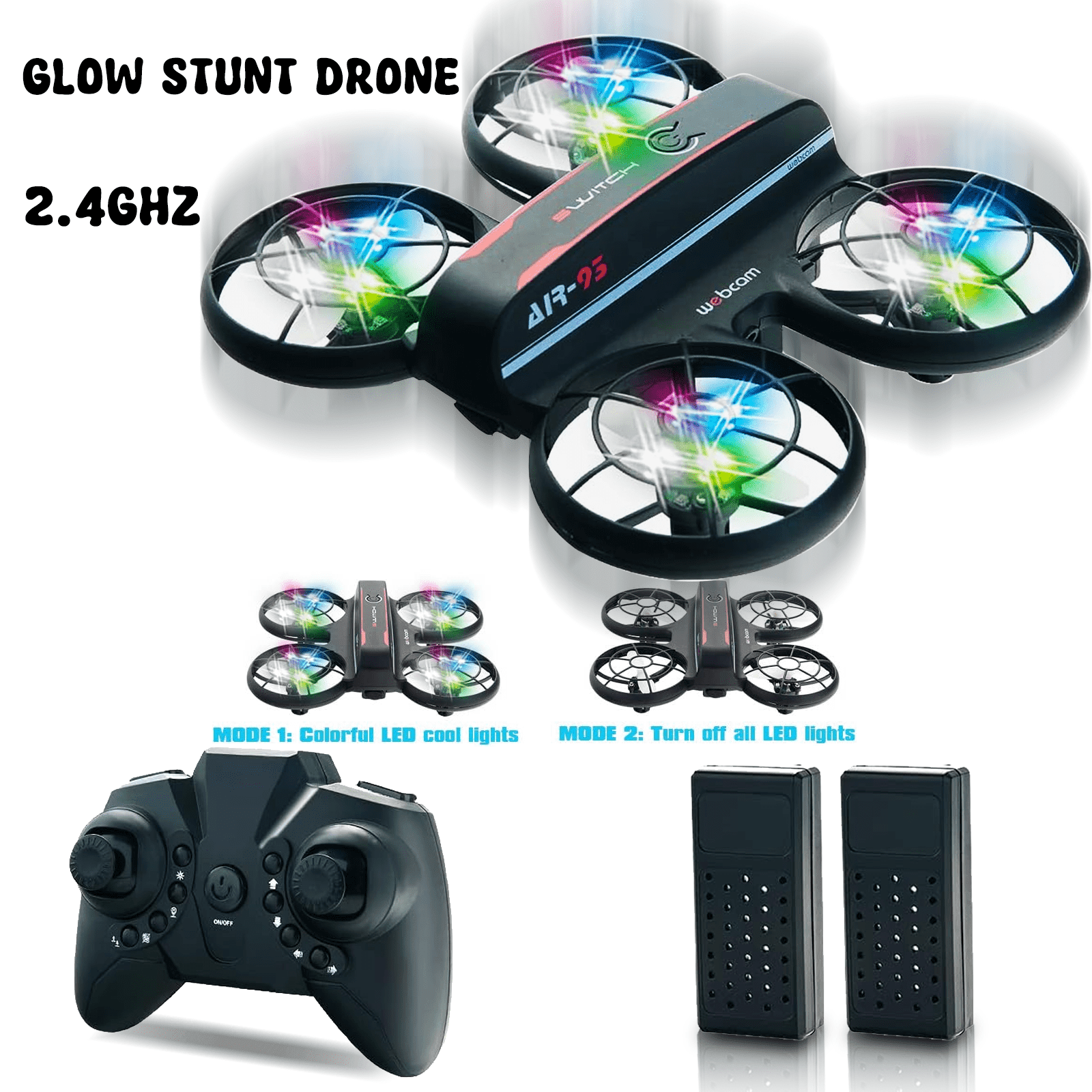 Puseky 2.4GHz Mini RC Glow Up Stunt Drones for Kids, RC Drone Aircraft ...