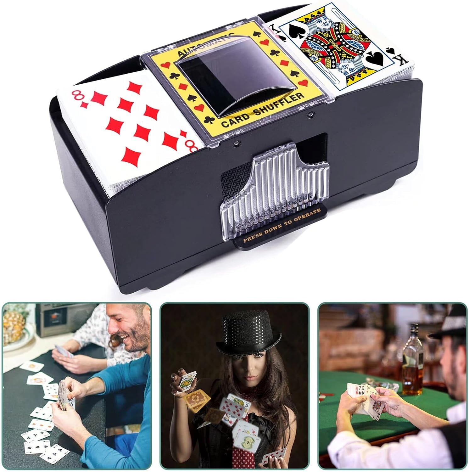 Puseky Professional Set: 2-Deck Automatic Card Shuffler, Battery ...