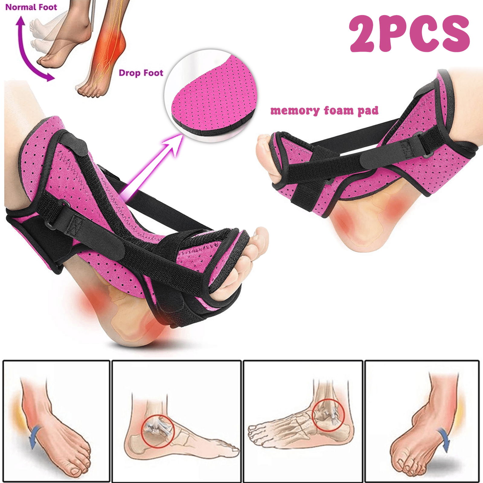Puseky 2 Pack Plantar Fasciitis Brace with Massage Ball Foot Brace for ...