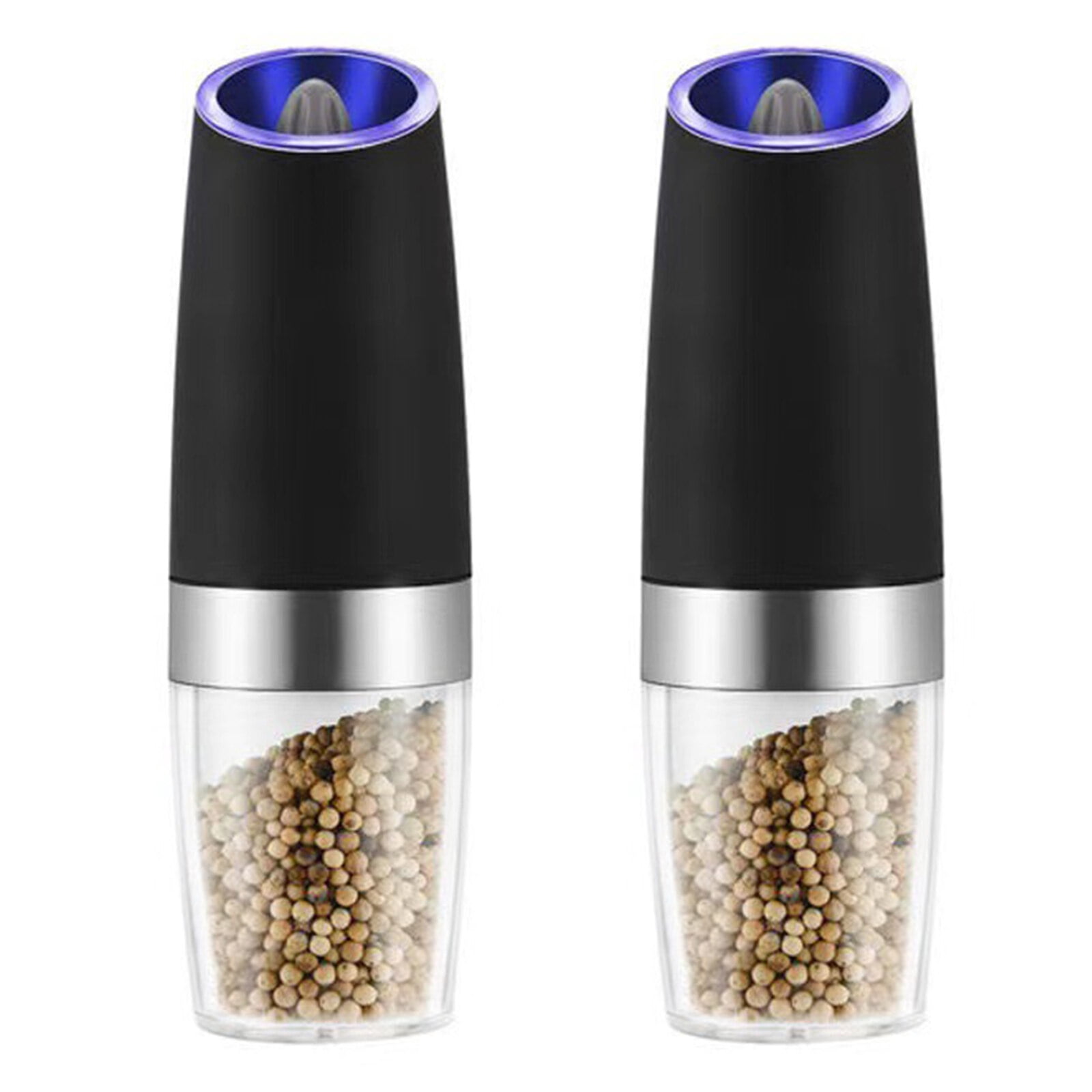 Puseky 2 Pcs Electric Salt and Pepper Grinder Set - Stainless Steel ...