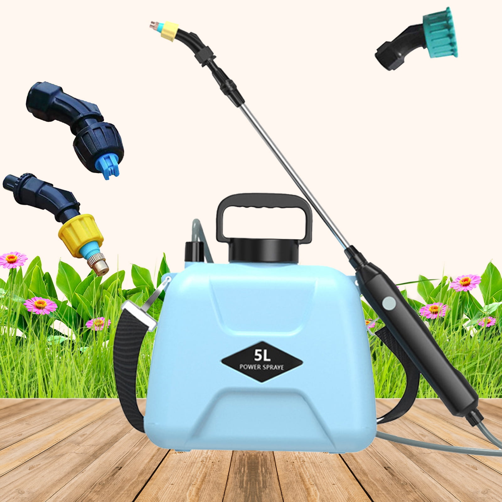 Puseky 5L Battery Powered Garden Sprayer, 2500mAh Electric Sprayer with ...