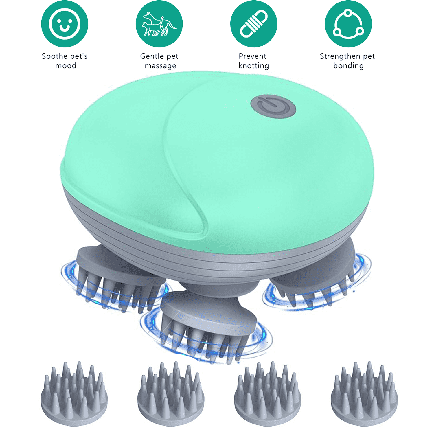 Puseky Pet Massager, Handheld Electric Animal Back Tool, 4 Rotatable ...