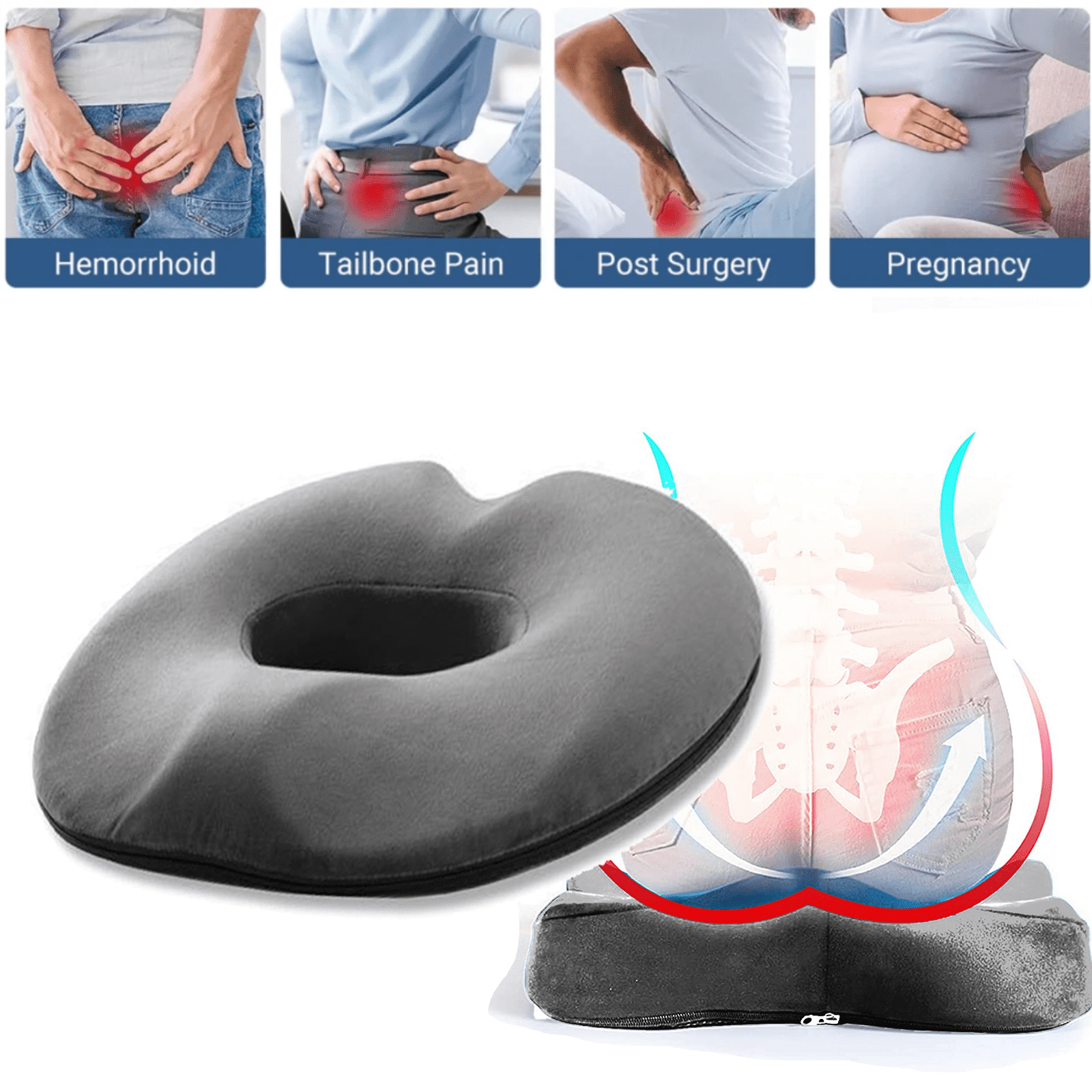 Puseky Pillow Seat Cushion Orthopedic Design, Hemorrhoid Treatment ...