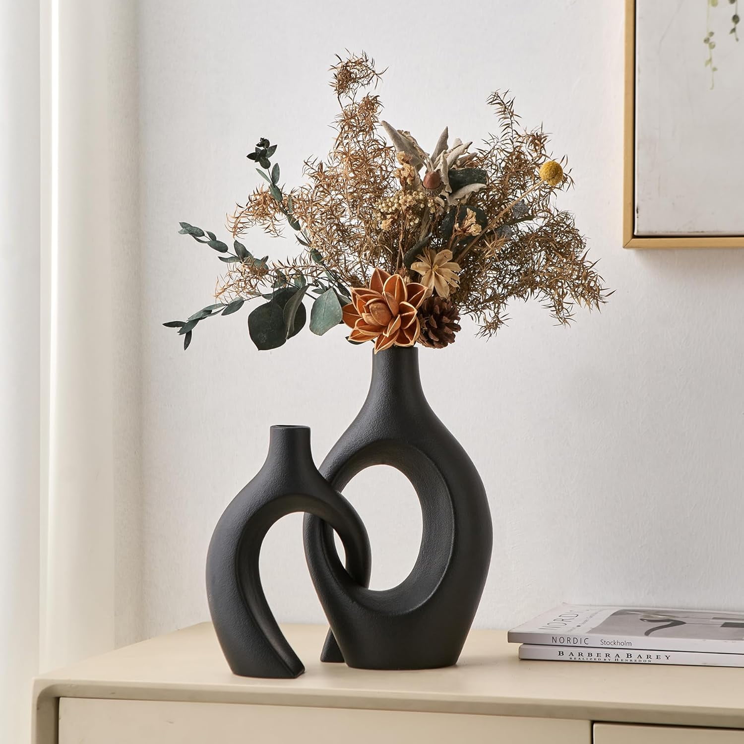 Puseky Set of 2 Hollow Ceramic Vases in Off Beige - Ideal for Weddings ...