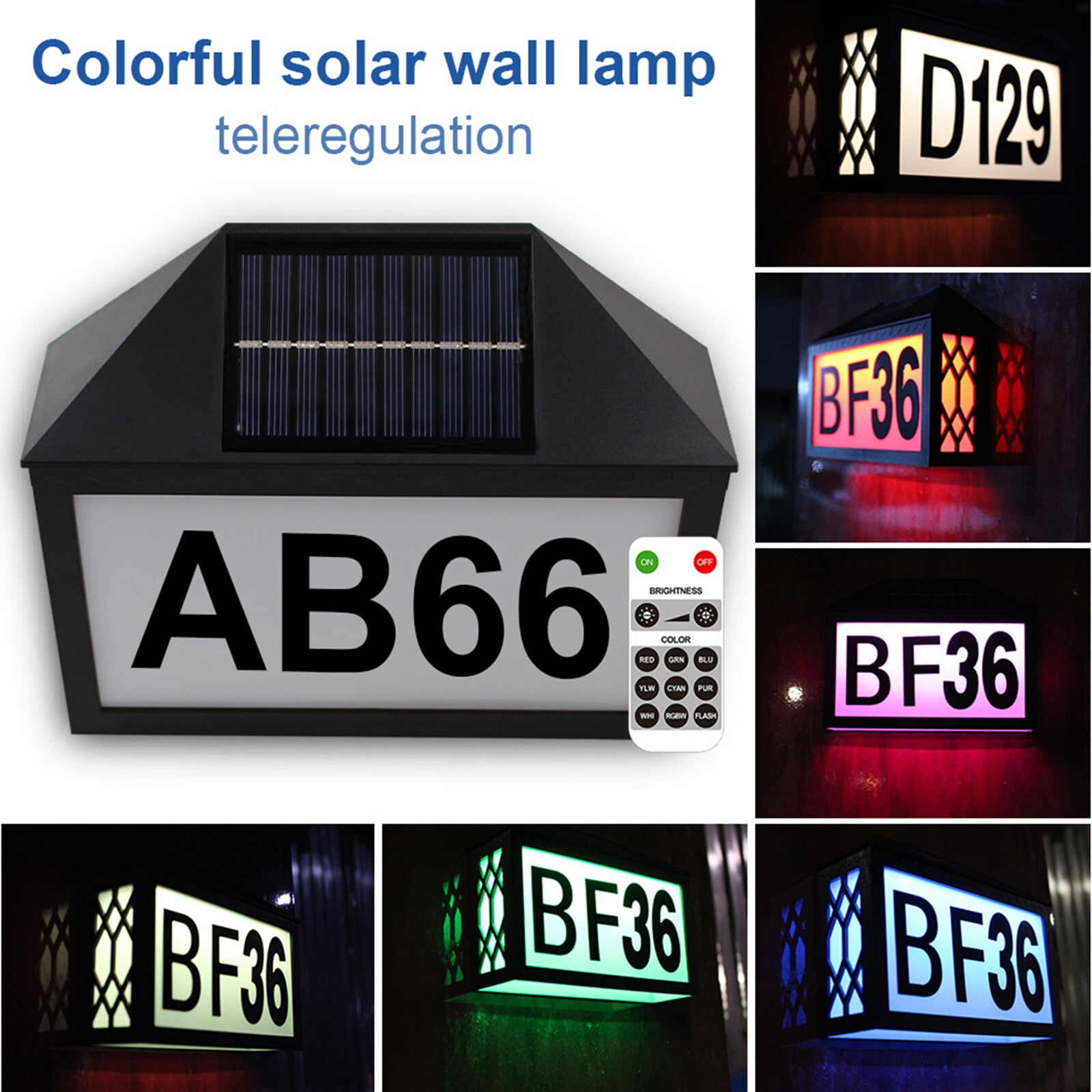 Puseky Solar House Numbers Sign Light, LED RGB Illuminated Outdoor ...