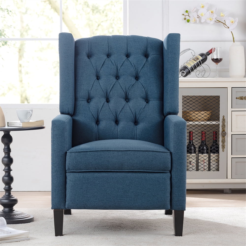 Push Back Recliner Chair, Modern Tufted Upholstered Manual Wing Chair ...