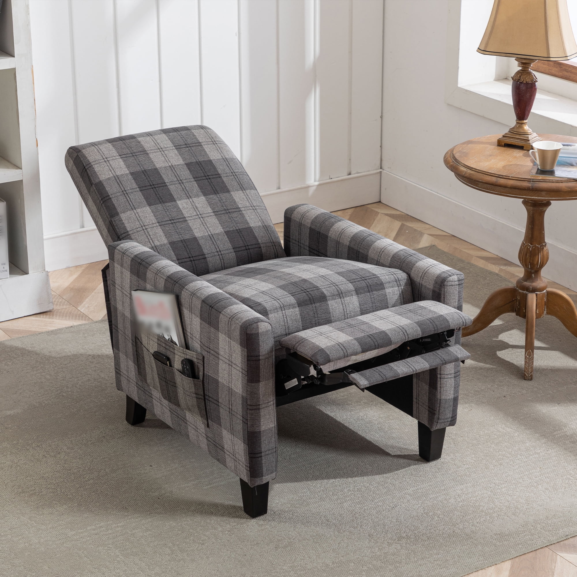 Push Back Recliner Chair, Push Back Recliner Sofa with Footrest, Side ...