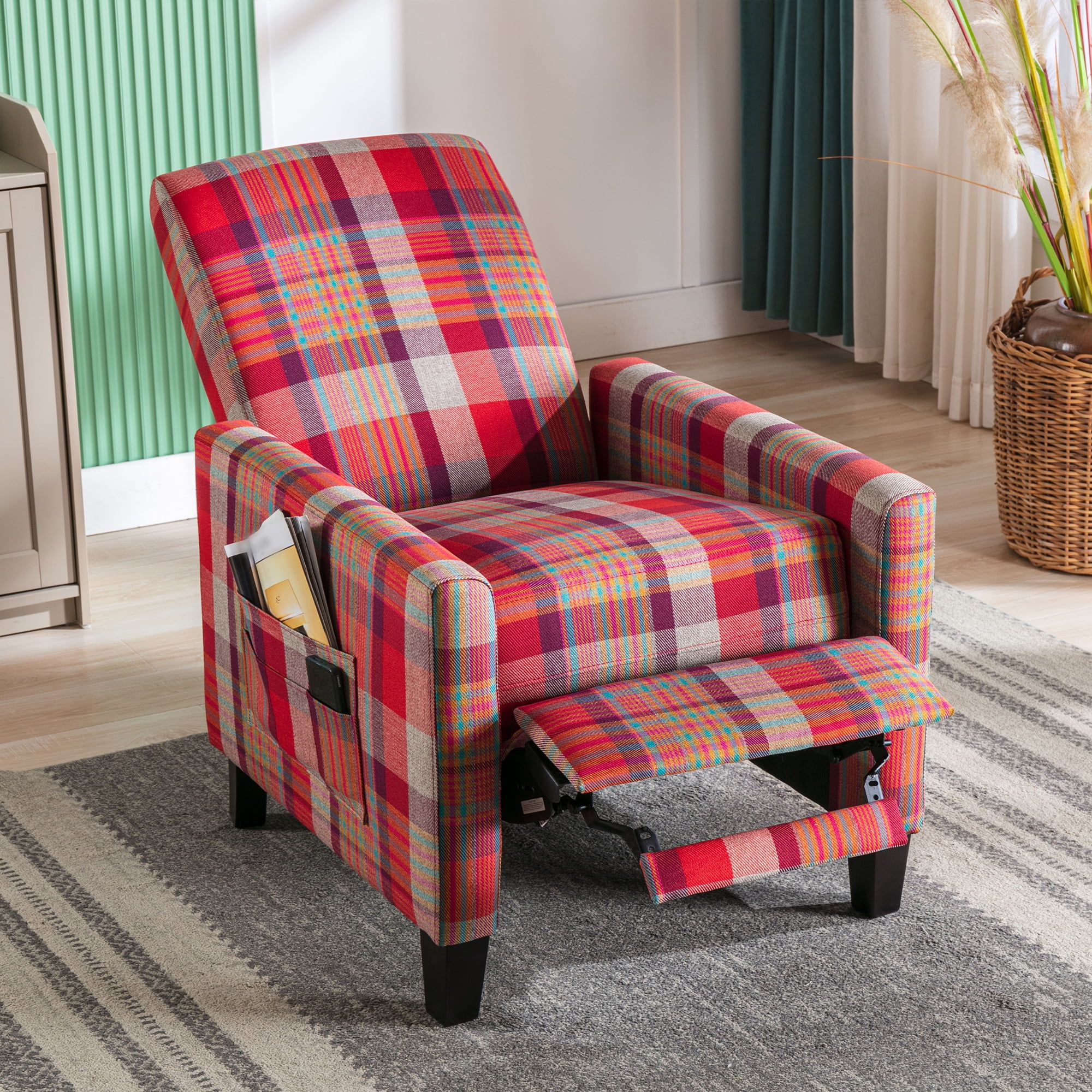 Push Back Recliner Chair, Push Back Recliner Sofa with Footrest, Side ...