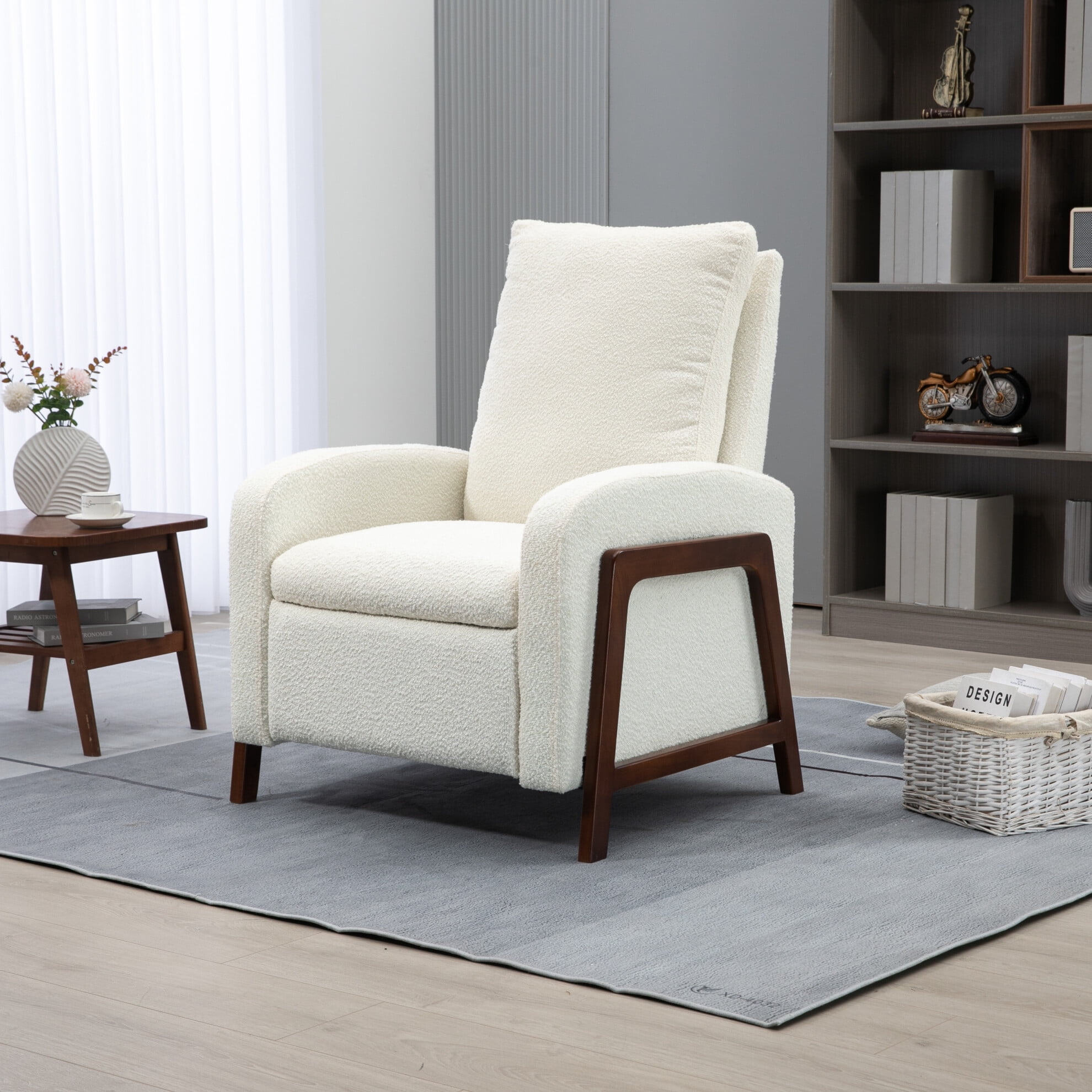 Push Back Recliner Chair, Upholstered Accent Chair Recliners with Thick ...