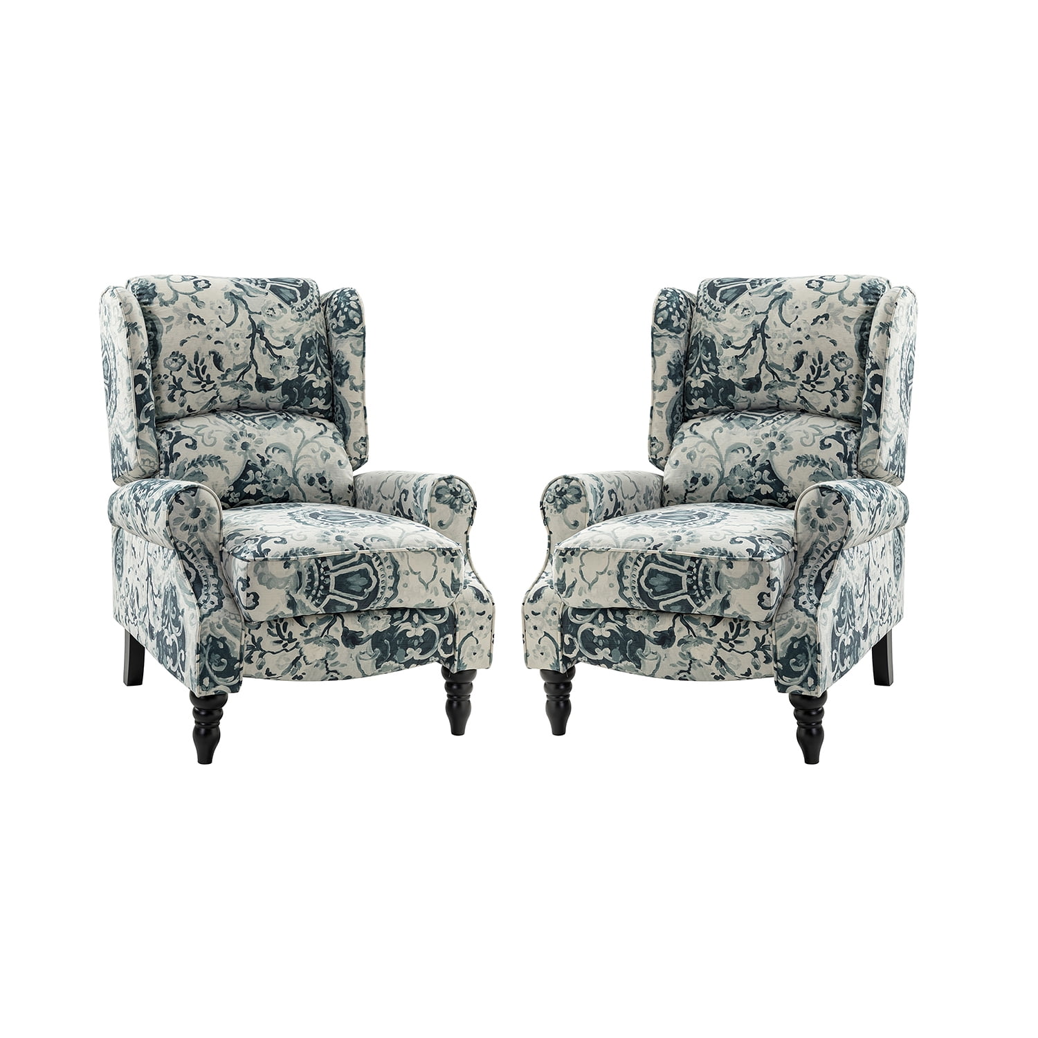 Push Back Recliners, Tina's Home Wingback Wood Legs Armchairs Living ...