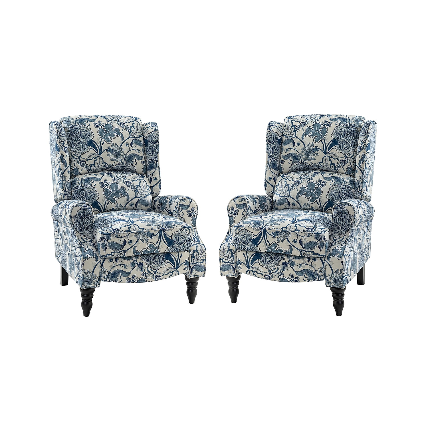 Tina's Home, Push Back Recliners, 36.5"D x 31"W, Wingback Set of 2 ...