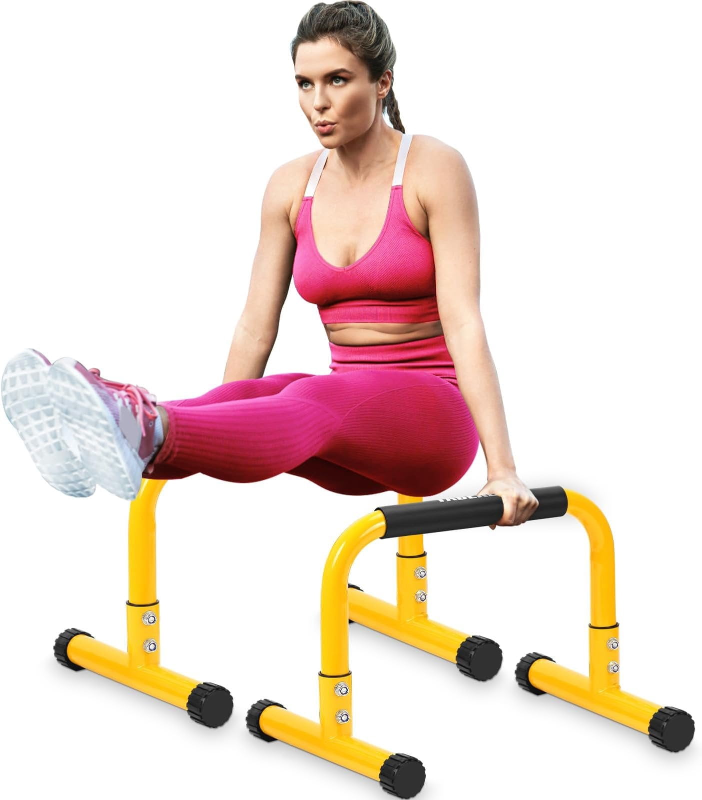Push Up Bar, 14'' High Steel Parallettes & Dip Bar with Full Coverage ...