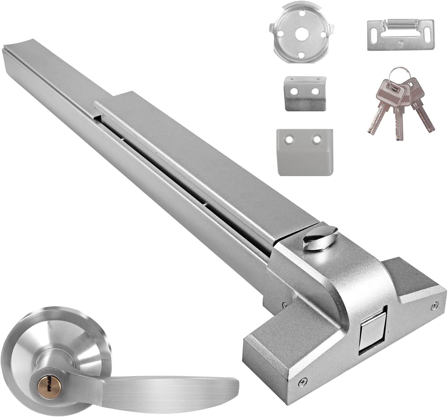 Push Bar Door Lock Panic Exit Device with Exterior Lever,Stainless ...