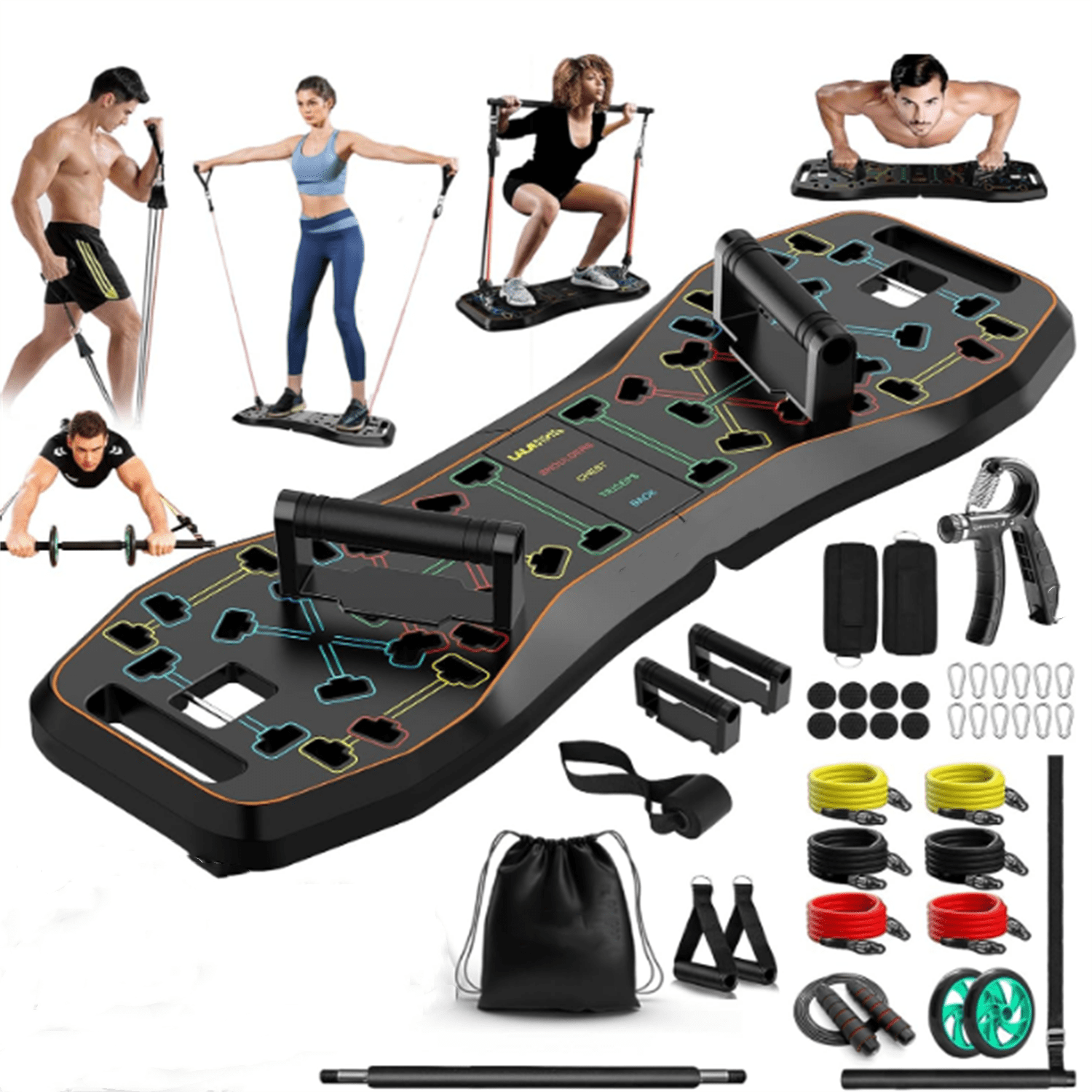 Push Up Board,36 in 1 Home Gym Equipment with Ab Roller Wheel ...