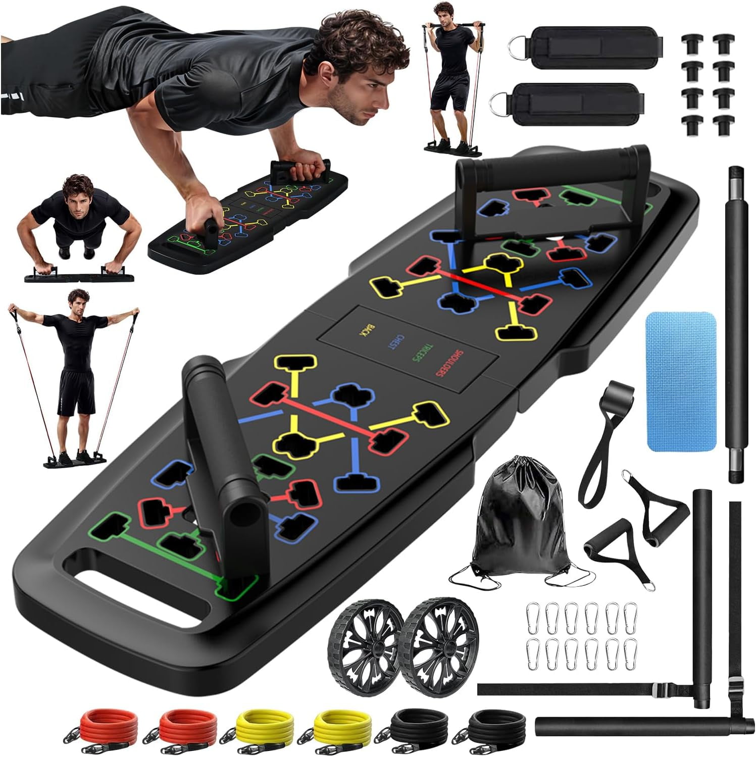 Push Up Board,Home Gym,Portable Exercise Equipment,Pilates Bar and 20 ...