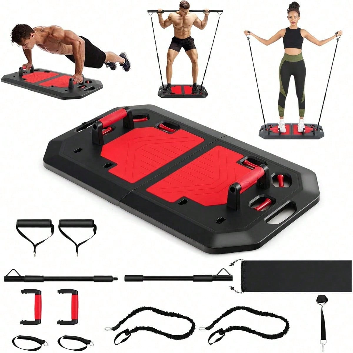 Push Up Board, Multi-Functional 12-in-1 Push Up Bar w/Resistance Bands ...