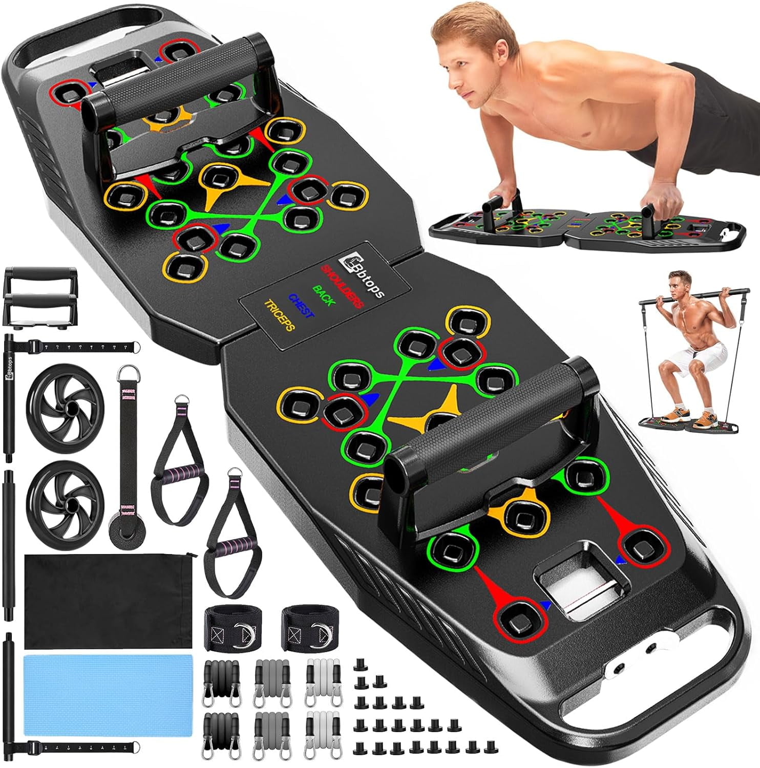 Push UP Board, Pilates Bar & Fitness Accessories, 25 in 1 Foldable Push ...