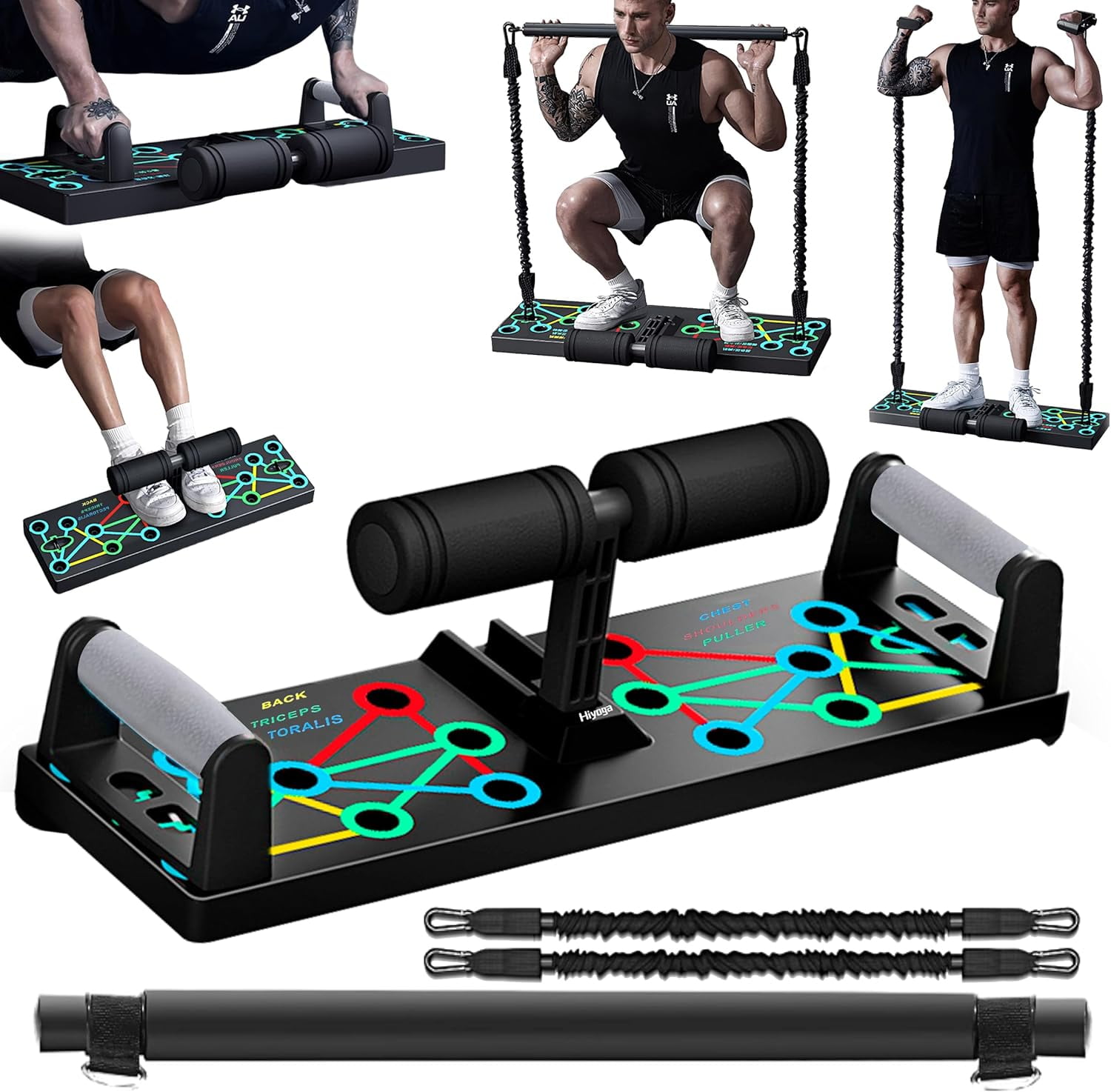 Push Up Board with Sit-Up Device, ltifu tional Home Gym with 12CM ...