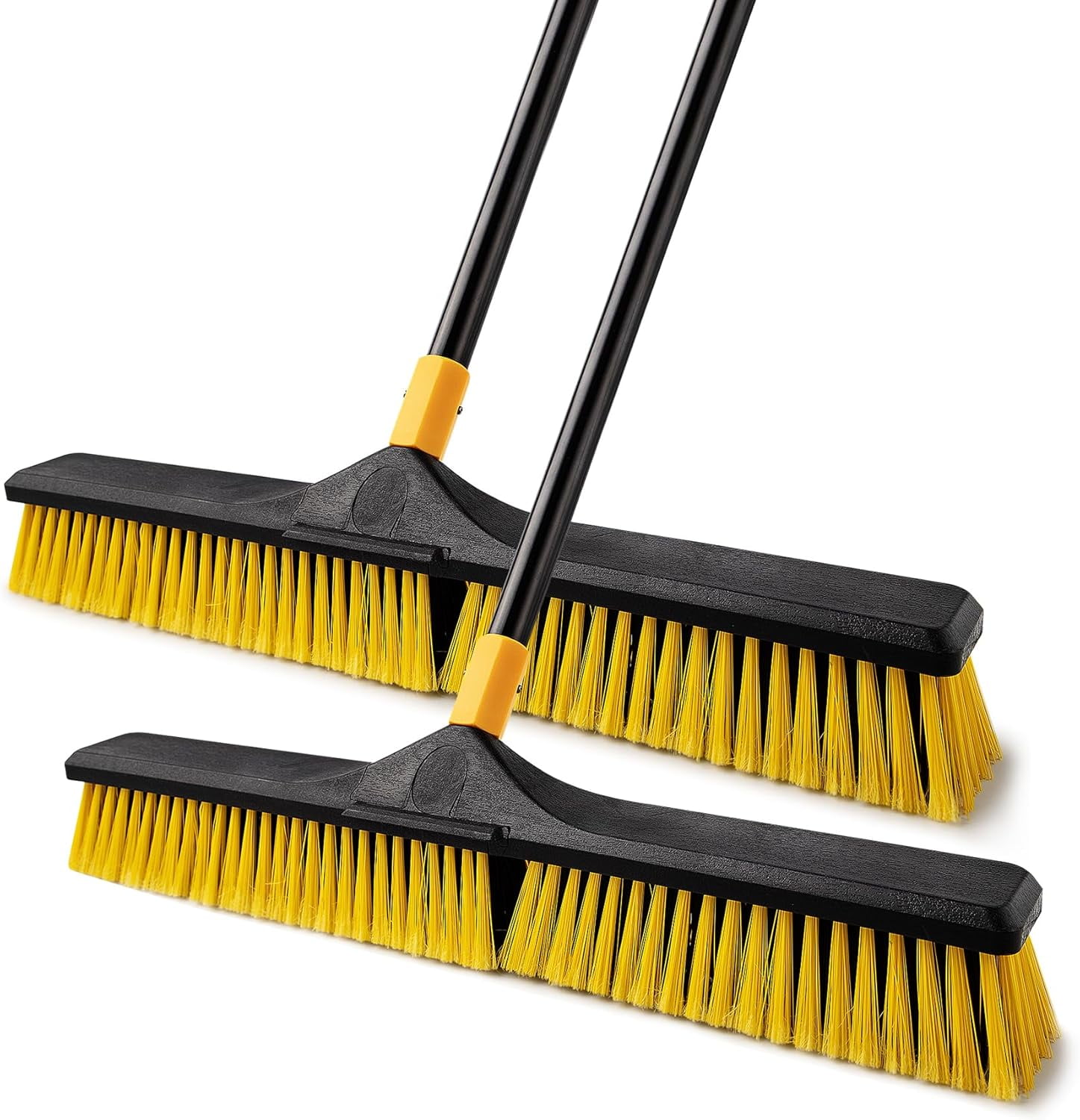 Push Broom Brush 24" Wide 65.3" Long Handle Stiff Bristles Heavy-Duty Outdoor Commercial for ...