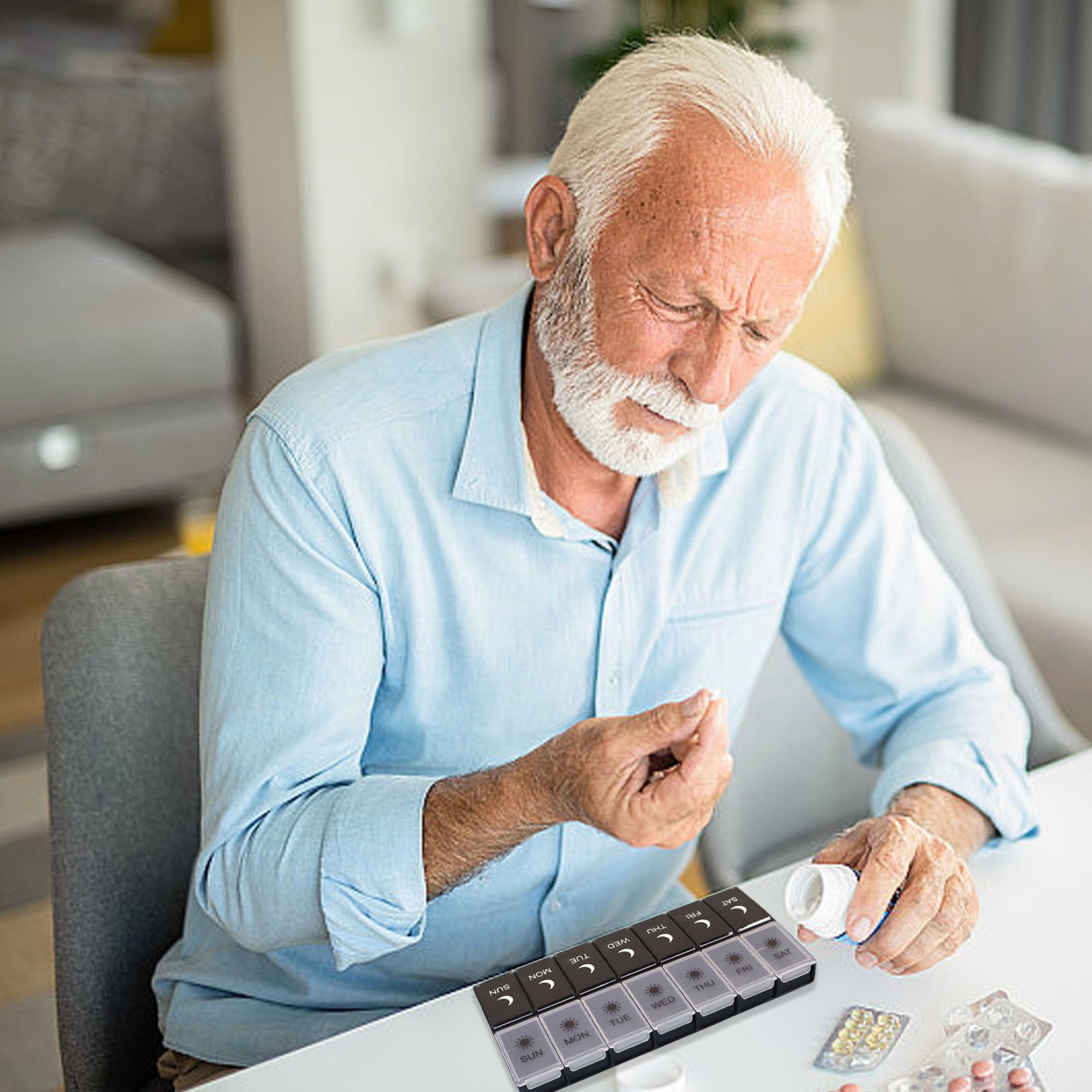 Push Button (7-Day) Pill Case,Medicine Planner,Vitamin Organizer,2 ...