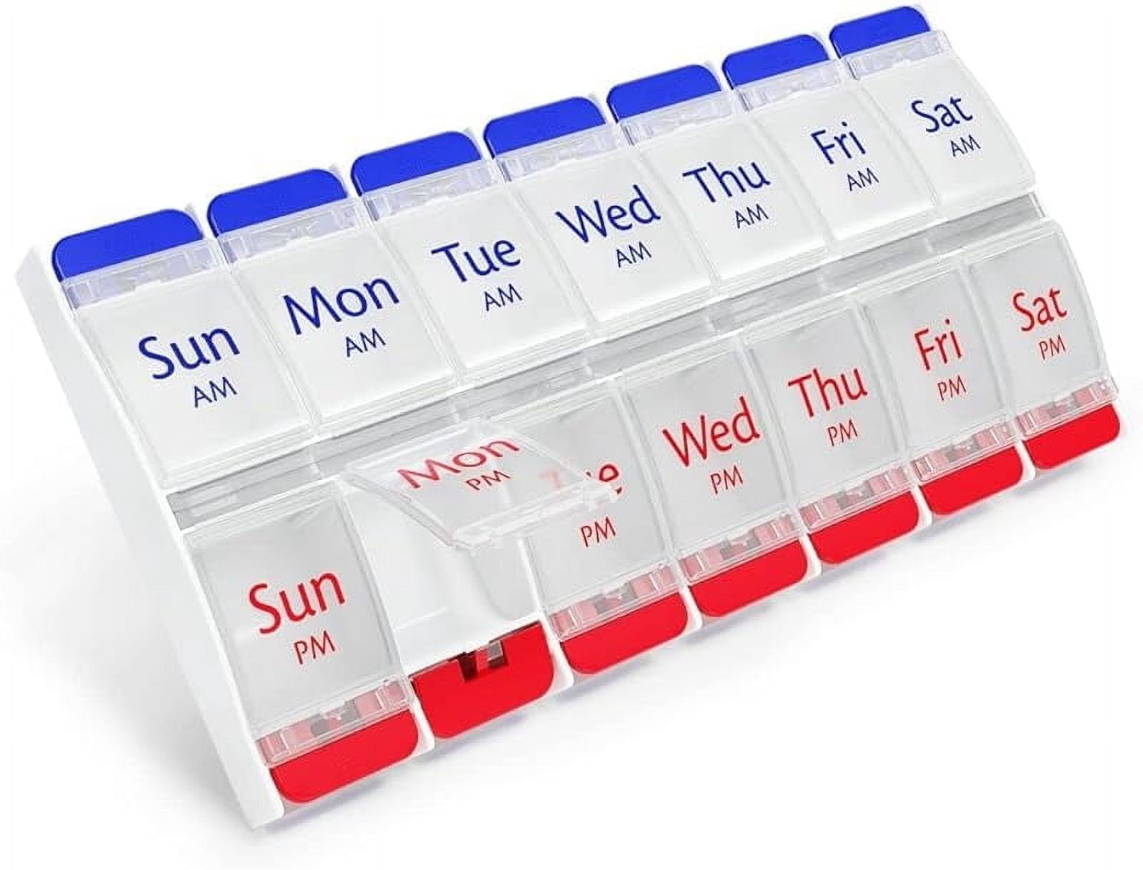 Push Button (7-Day) Pill Case, Medicine Planner, Vitamin Organizer, 2 ...