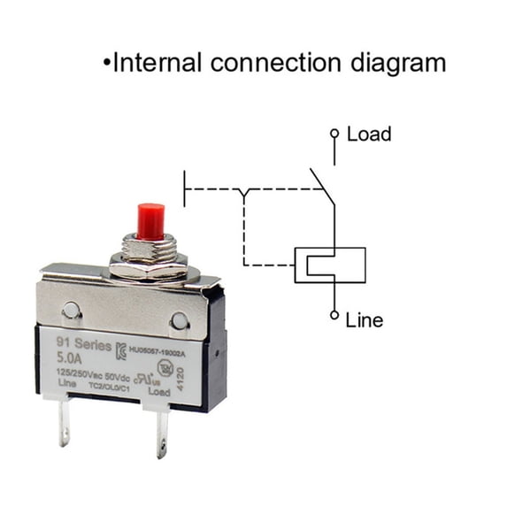 Push Button Circuit Breaker, Overload Protection Terminals Manual Reset ...
