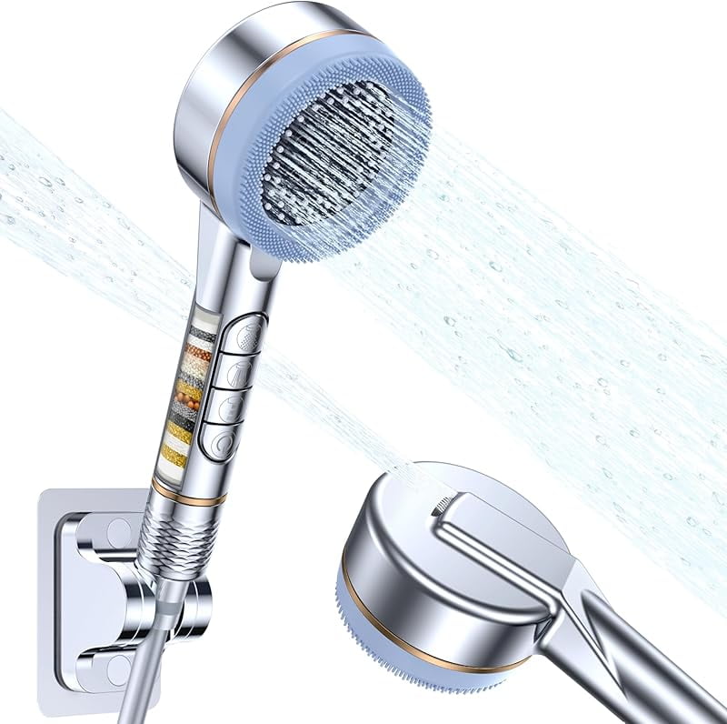 Push-Button Filtered Shower Head with Handheld，4 Modes High Pressure ...
