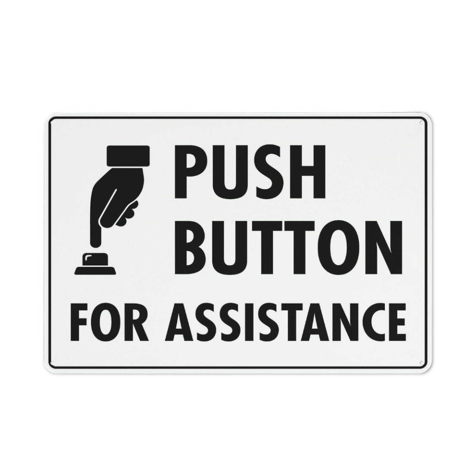 Push Button For Assistance Sign Outdoor Metal Sign - 12 X 8 Metal Signs ...