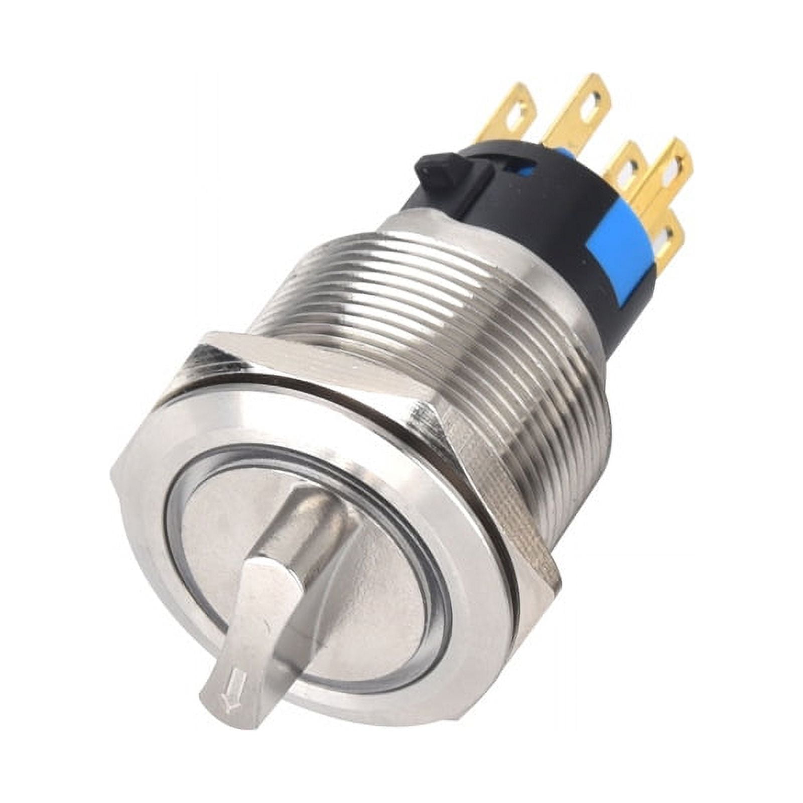 MERRYHAPY Silver Copper Round Push Button Momentary with Built-in Light ...