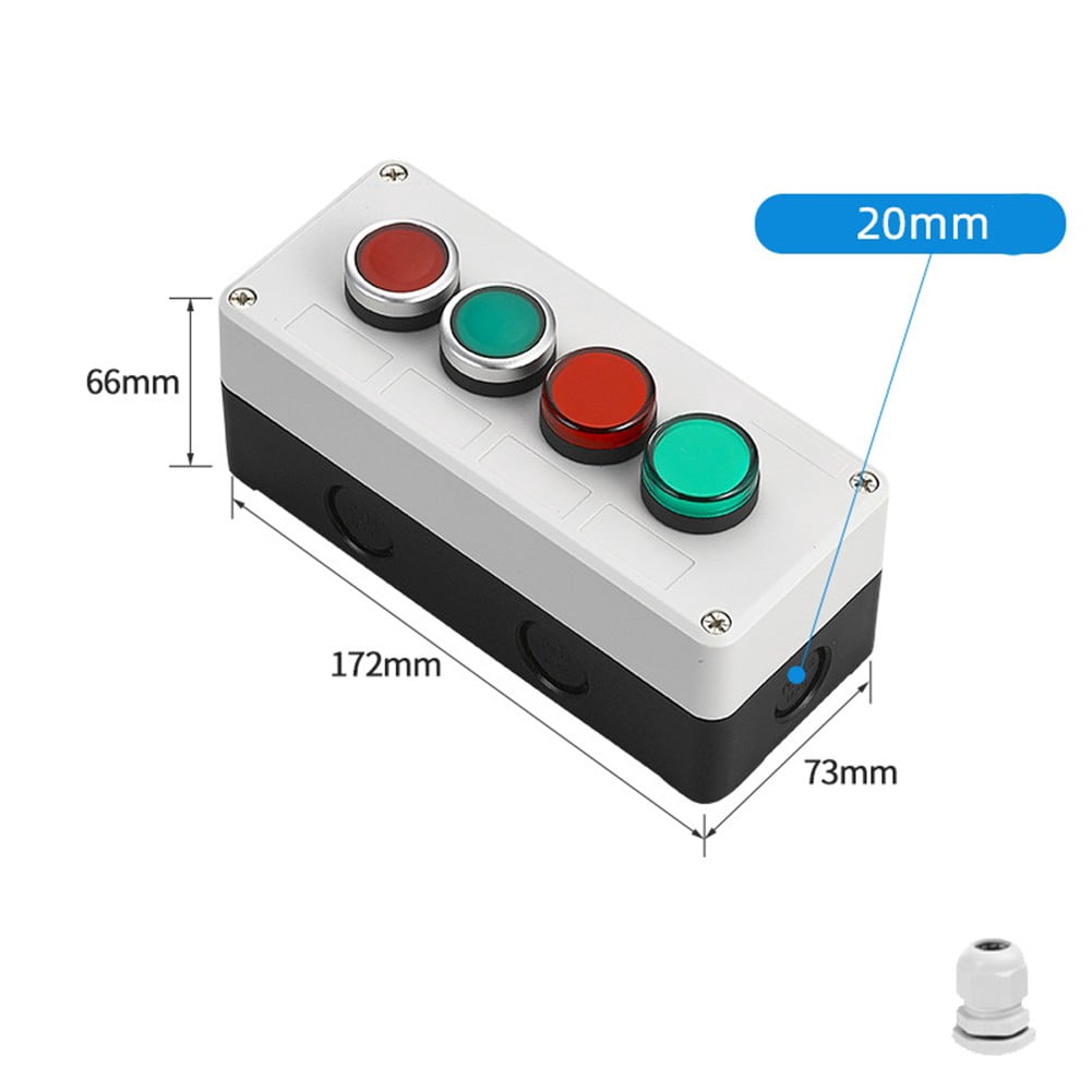 Push button switch control box 22mm inching with button waterproof and ...