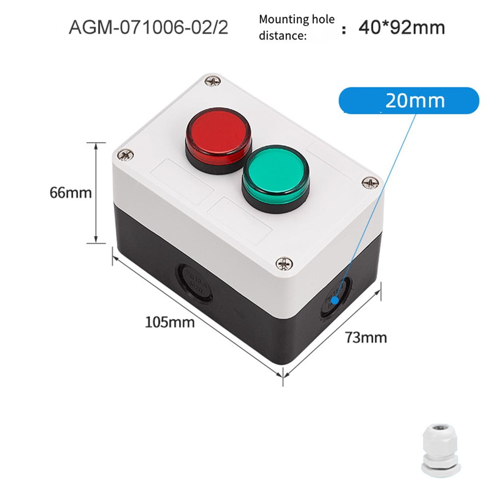Push Button Switch Control Box 22mm Inch with Button Waterproof and ...