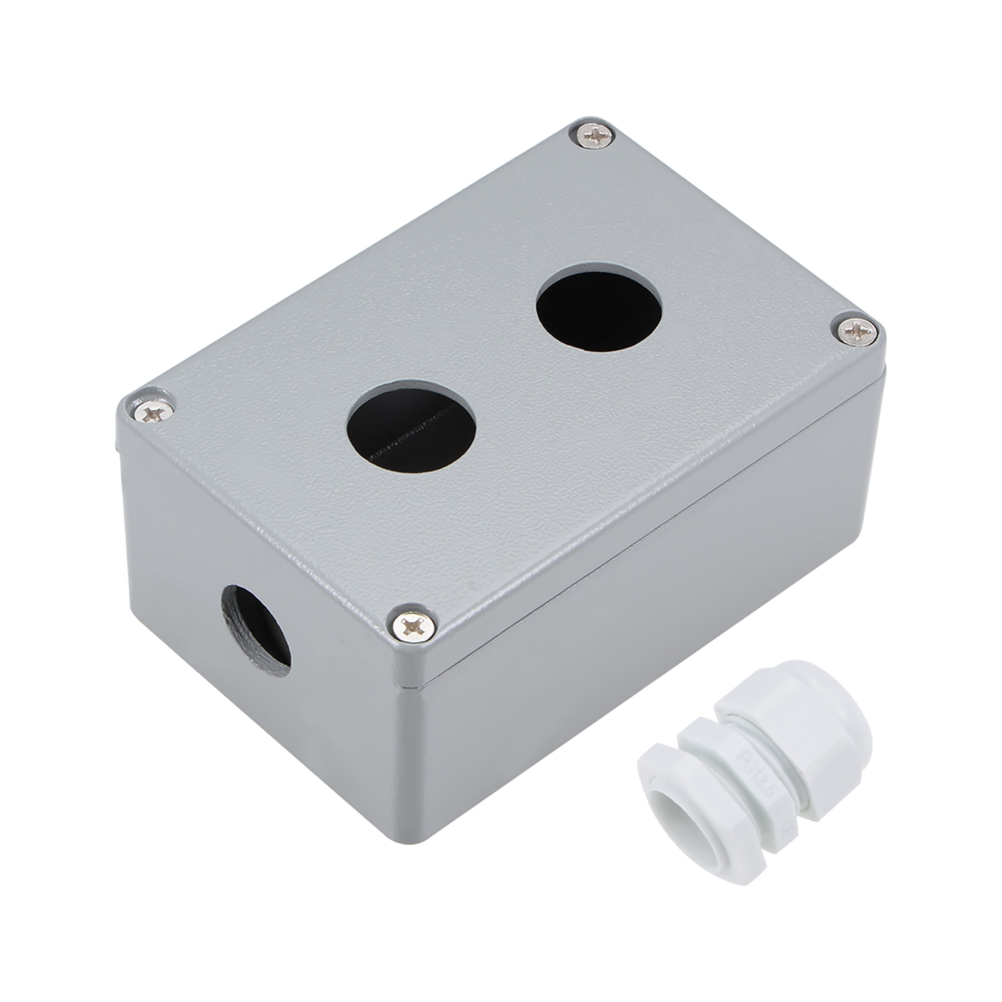 Push Button Switch Control Station Box 22mm 2 Button Hole Gray 1pcs ...
