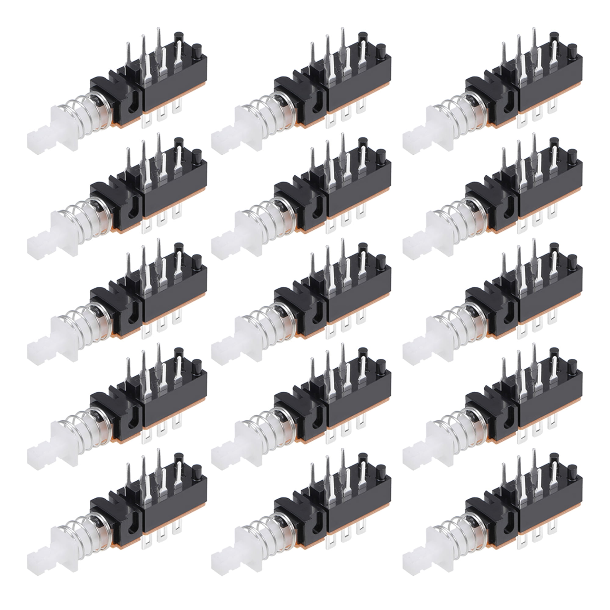 Push Button Switch, DPDT 6 Pin 1 Position Self-Locking Black 15Pcs ...