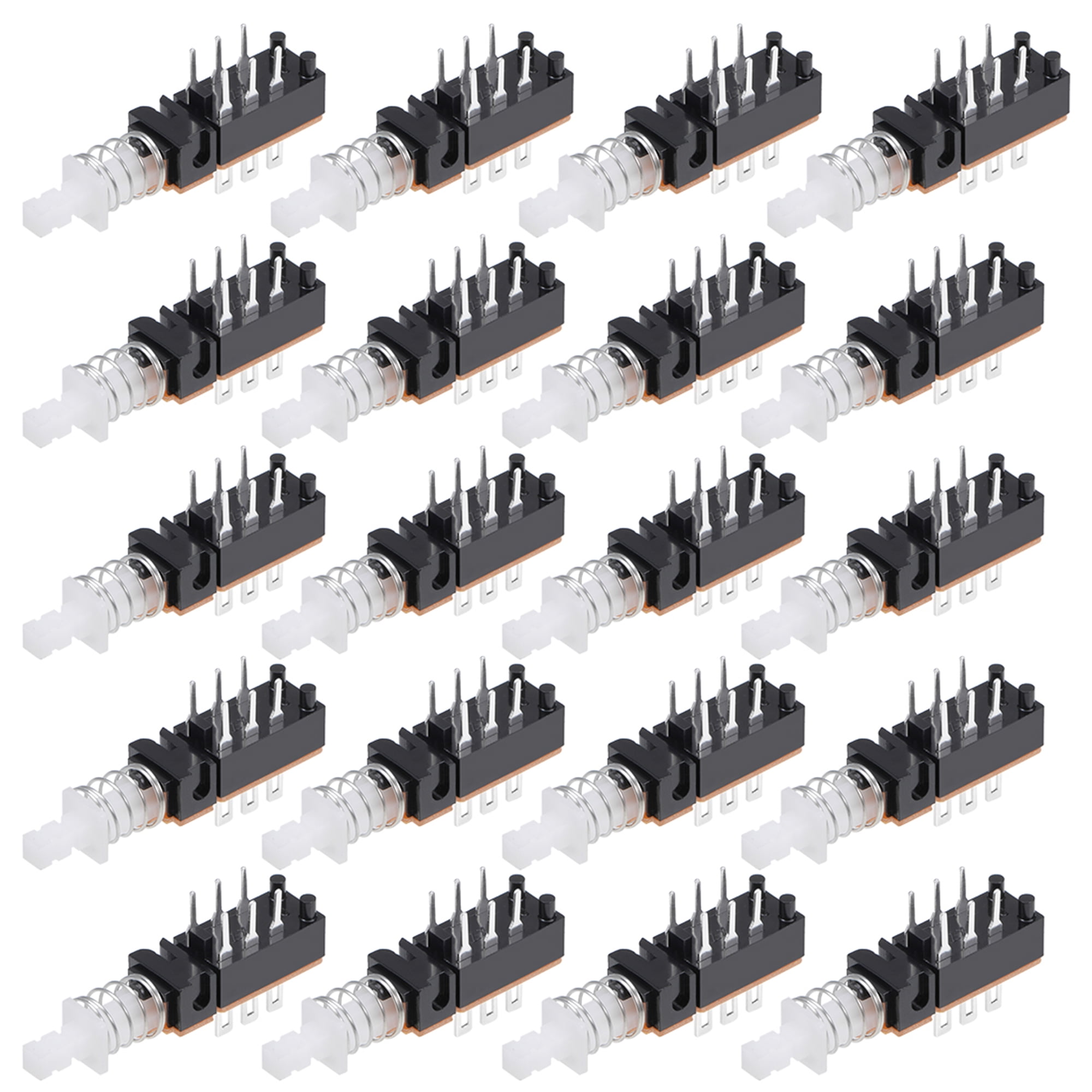 Push Button Switch, DPDT 6 Pin 1 Position Self-Locking Black 20pcs - Walmart.com