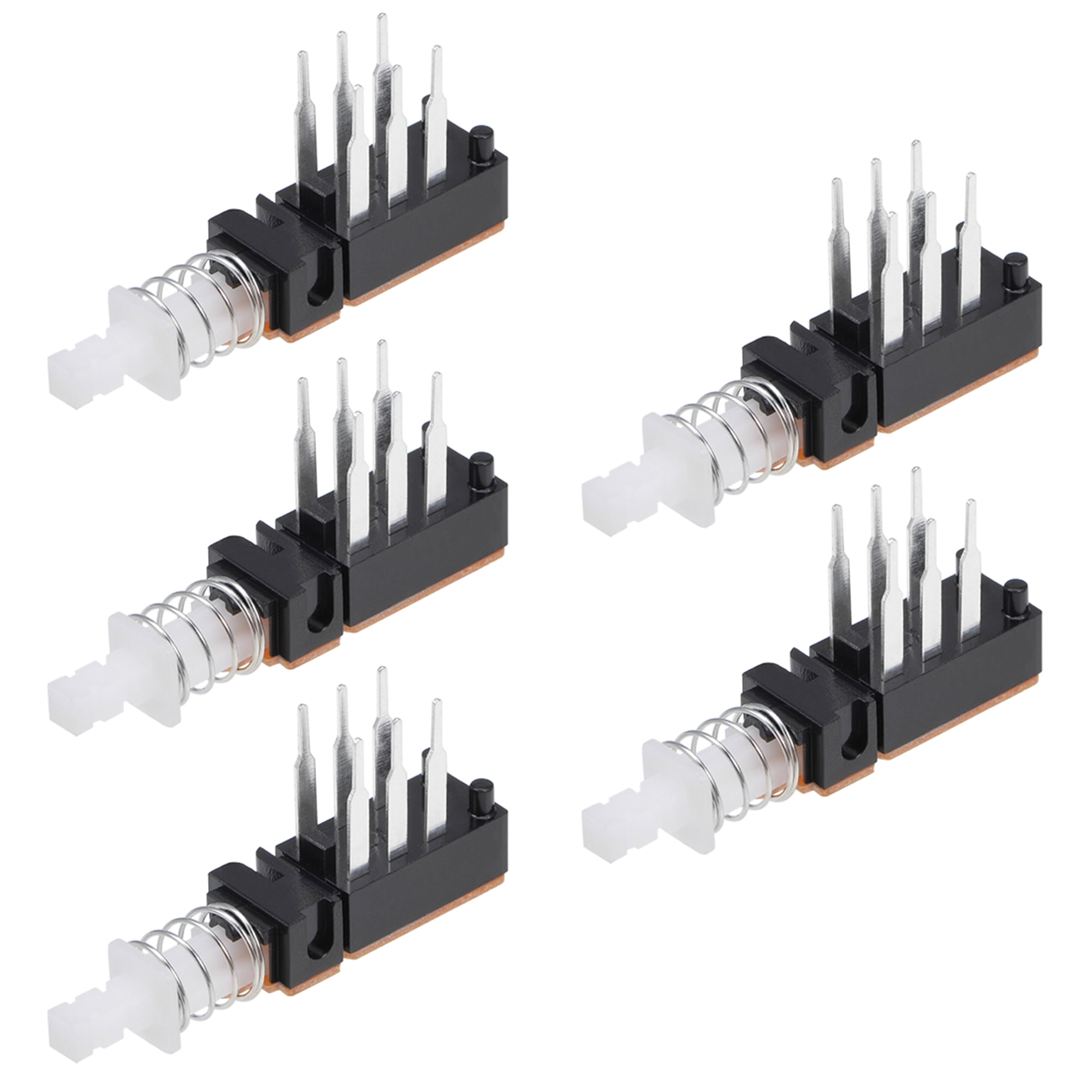 Push Button Switch, DPDT 6 Pin 1 Position Self-Locking Black 5pcs ...