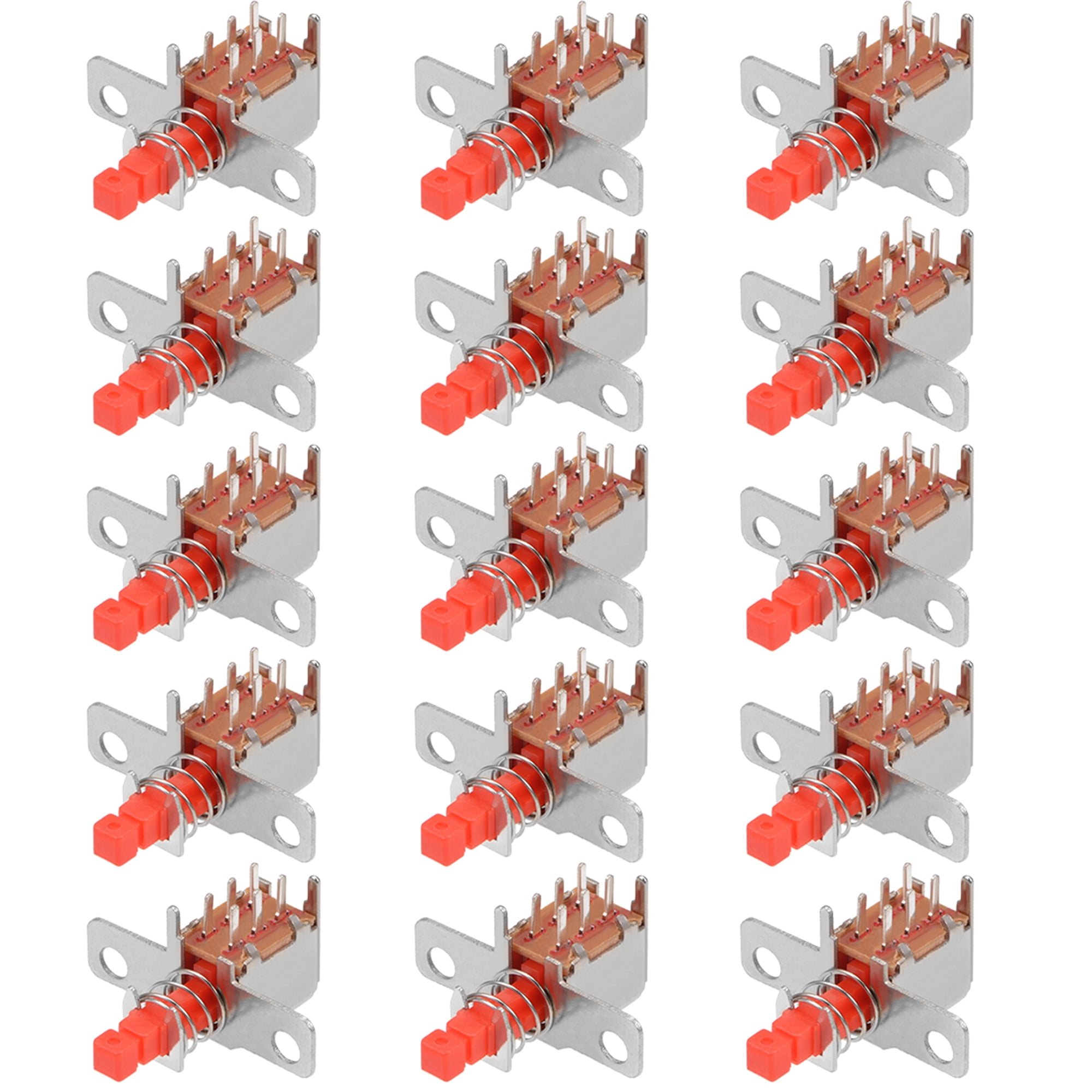 Push Button Switch, DPDT 6 Pin 1 Position Self-Locking Red 15Pcs ...