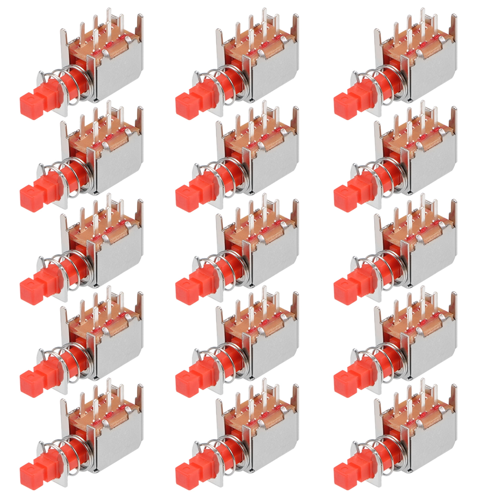 Push Button Switch DPDT 6 Pin 1 Position Self-Locking Red 15Pcs ...