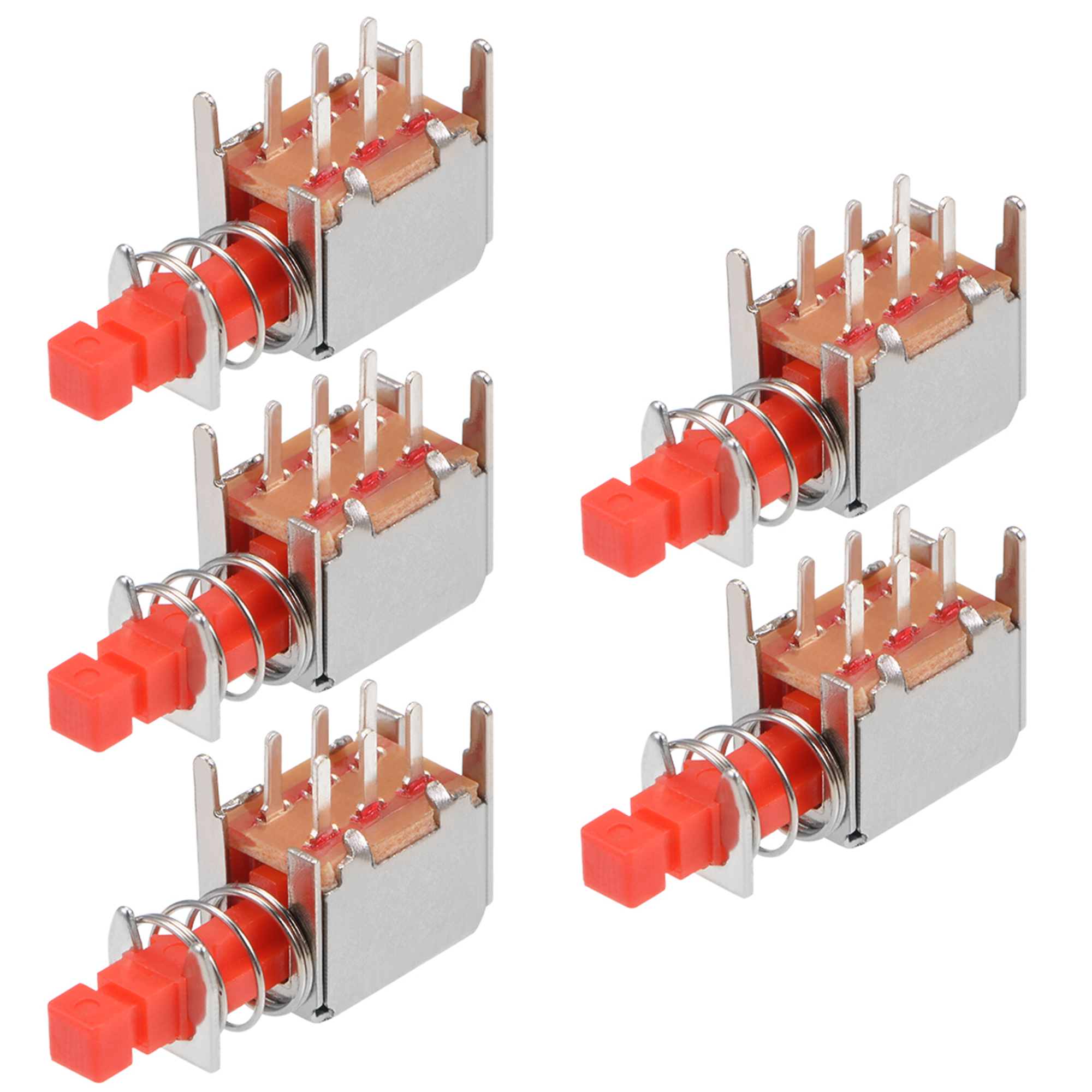 Push Button Switch DPDT 6 Pin 1 Position Self-Locking Red 5Pcs - Walmart.com