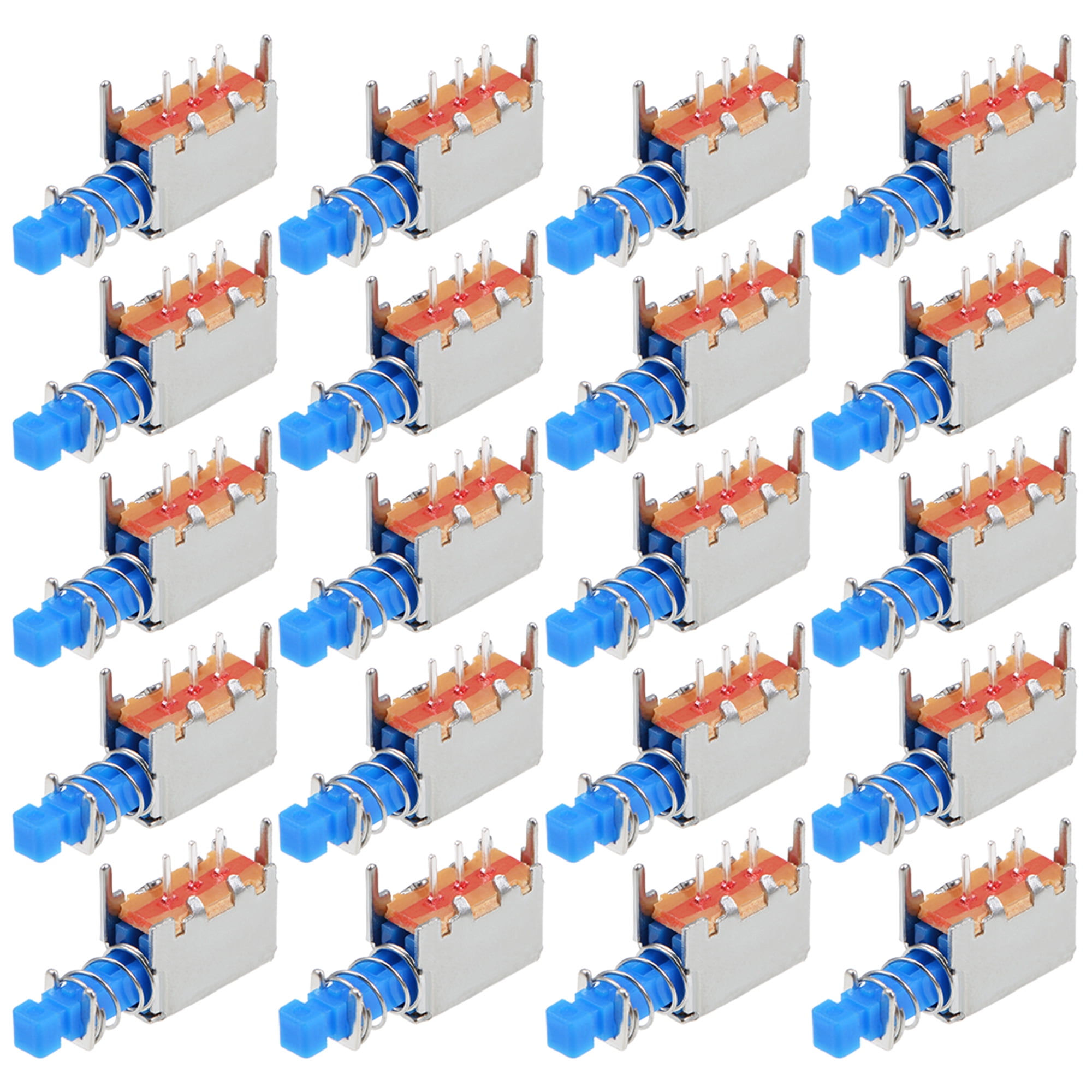 Push Button Switch, SPST 3 Pin 1 Position Self-Locking Blue 20pcs ...