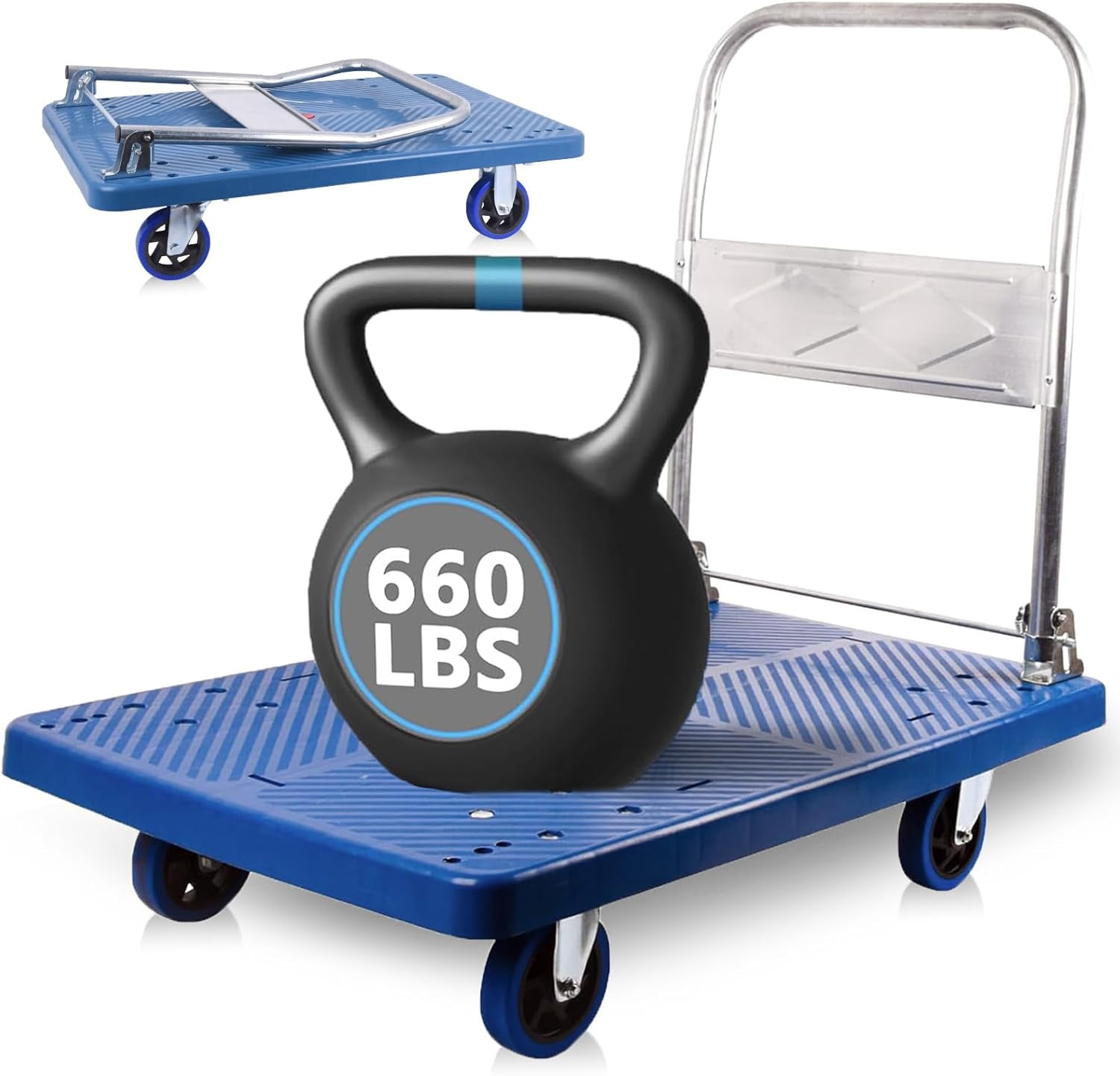 Push Cart Dolly 660 lbs. Capacity Platform Truck Foldable Platform Cart ...