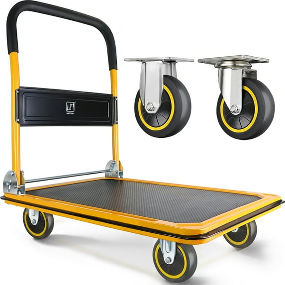 Push Cart Dolly by Wellmax, Moving Platform Hand Truck, Foldable for Easy Storage and 360 Degree ...