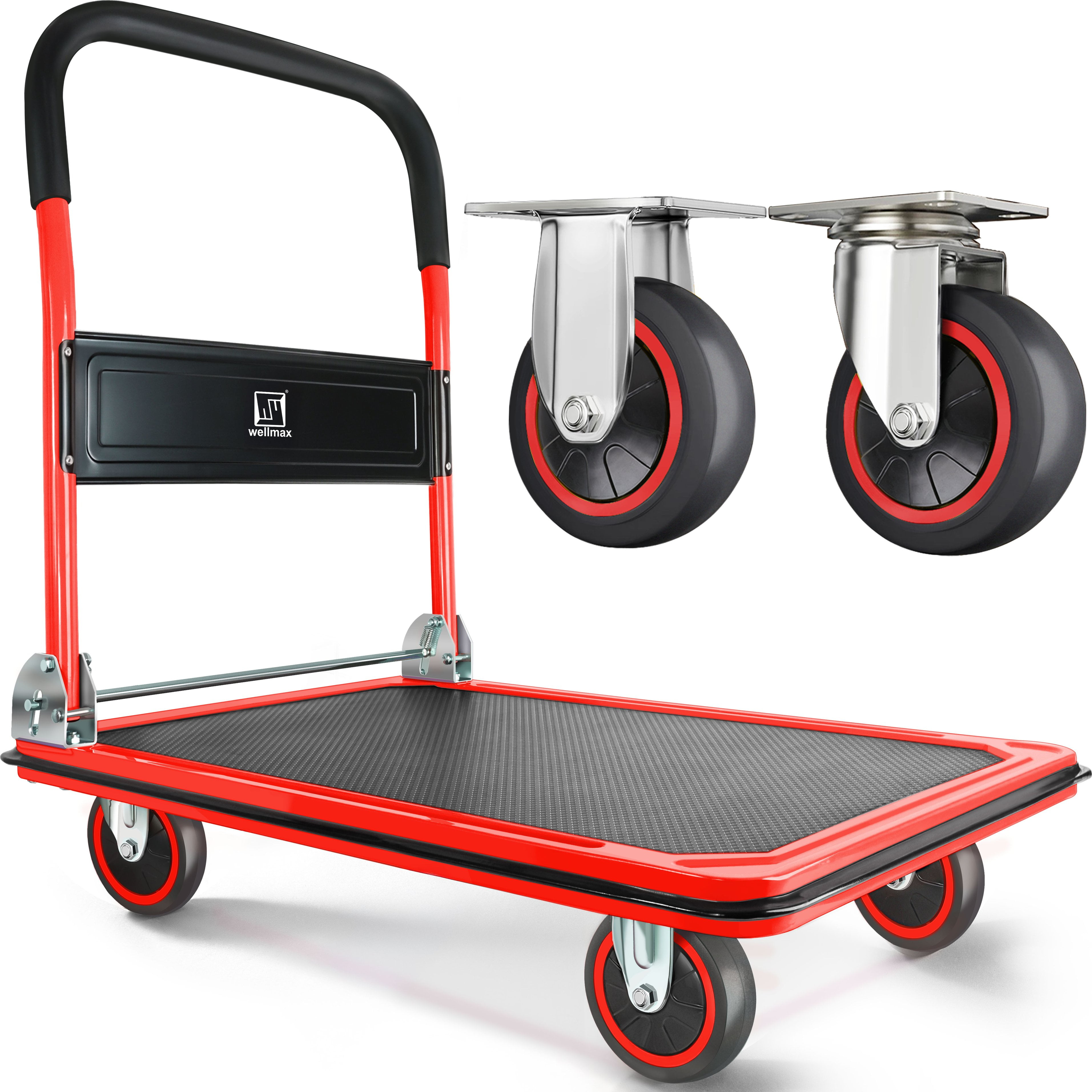 Push Cart Dolly by Wellmax, Moving Platform Hand Truck, Foldable for Easy Storage and 360 Degree ...