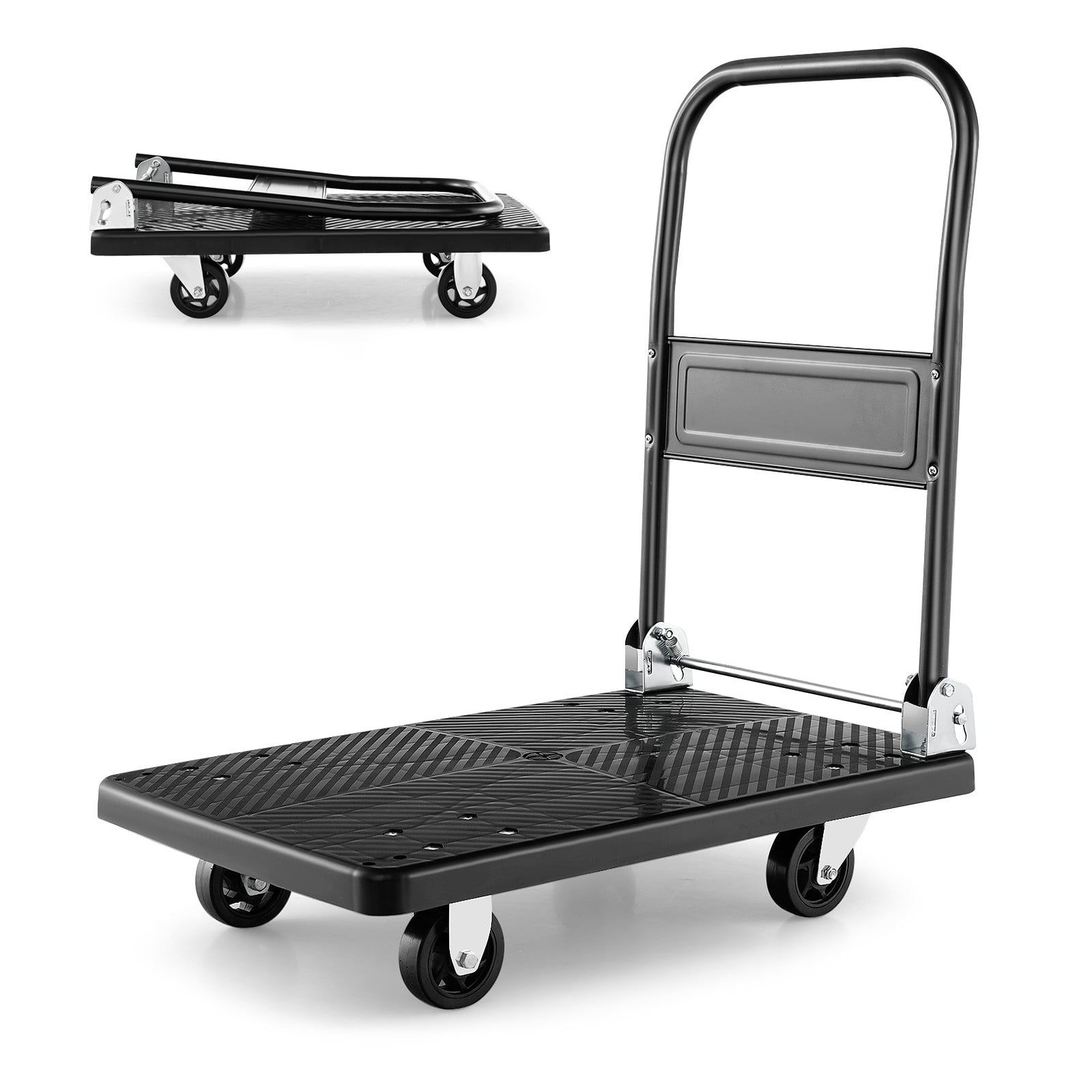 Push Cart Folding Dolly Platform Hand Truck w/360° Swivel Wheels 440LBS ...