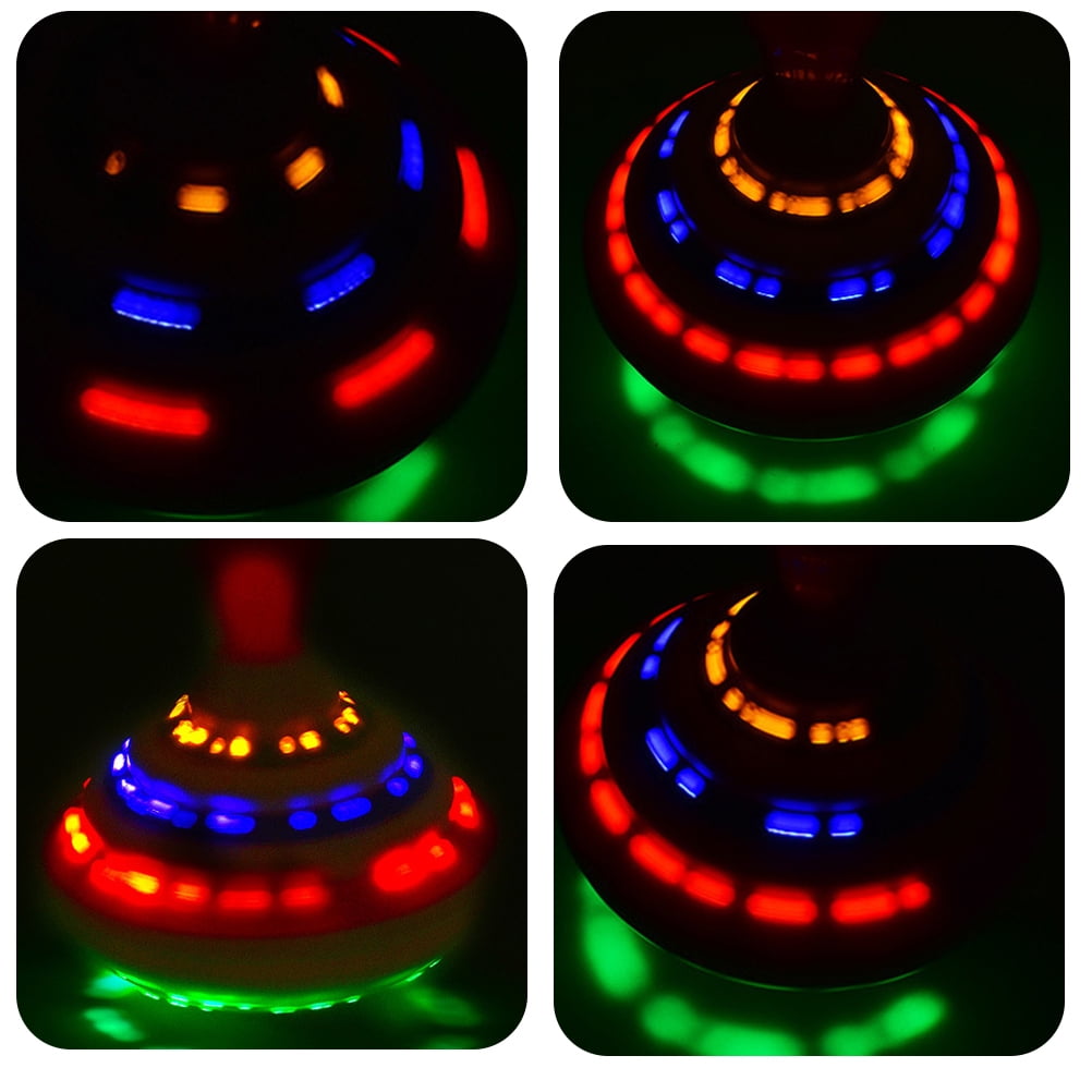 Push Down Spinning Top Toy with LED and Music Peg Top Hand Spinning Toy ...